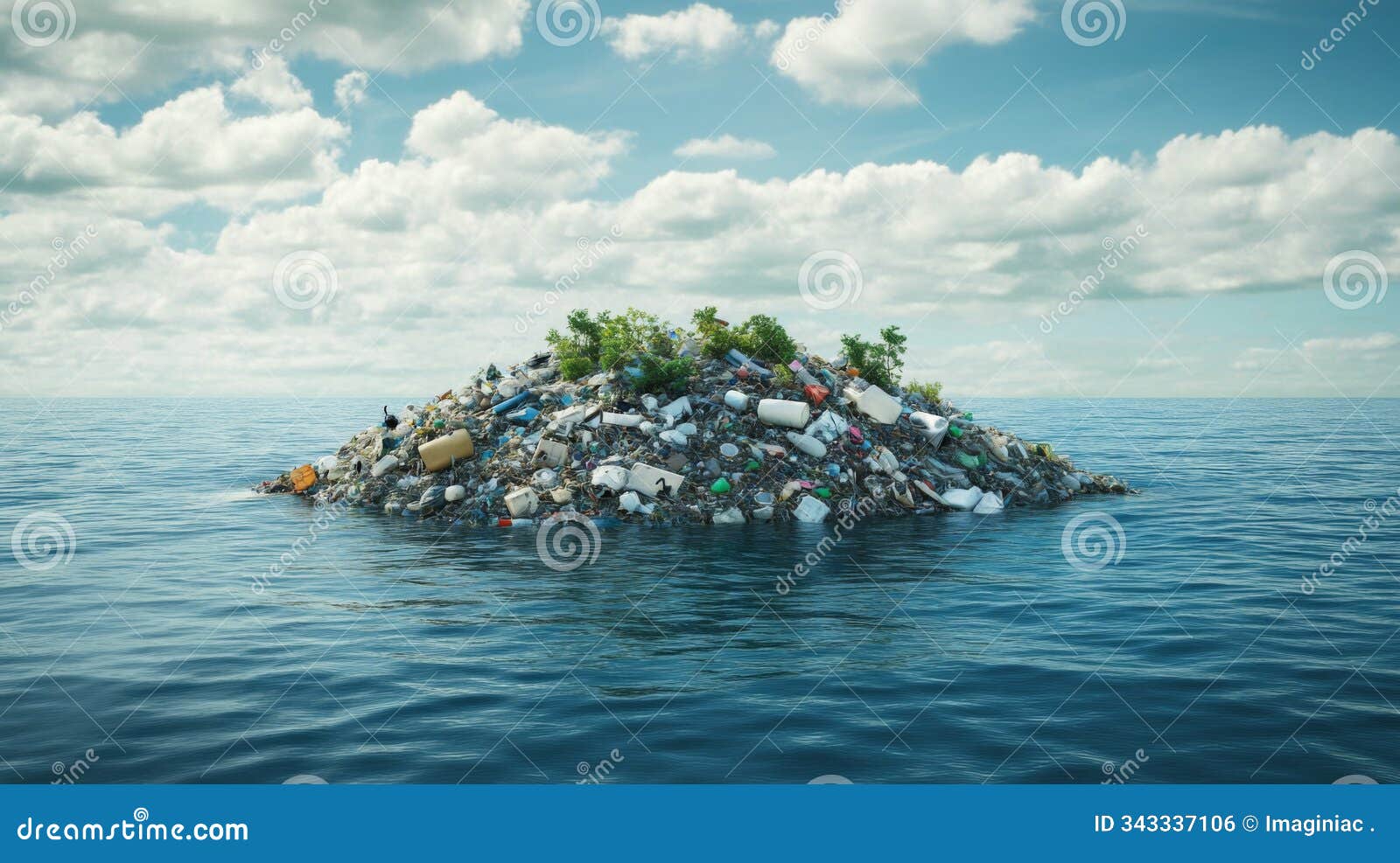 A Plastic Island Formed by Pollution in the Ocean Stock Illustration ...