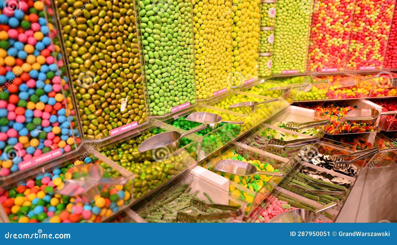 Plastic Jars Filled with Colourful Candy in Shop. Stock Image - Image ...