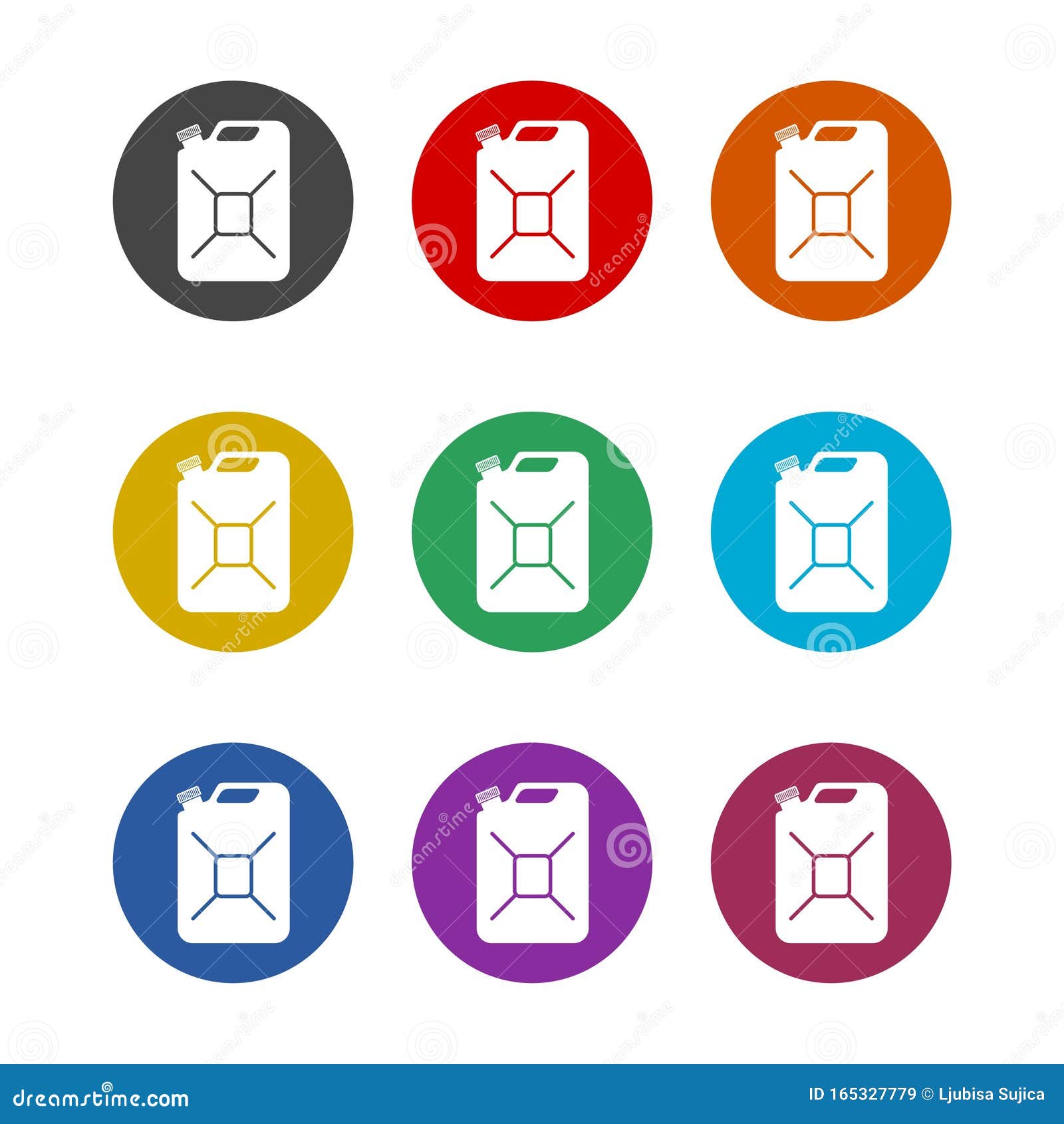 Plastic Jerry Can Color Icon Set in Simple Style on a White Background ...