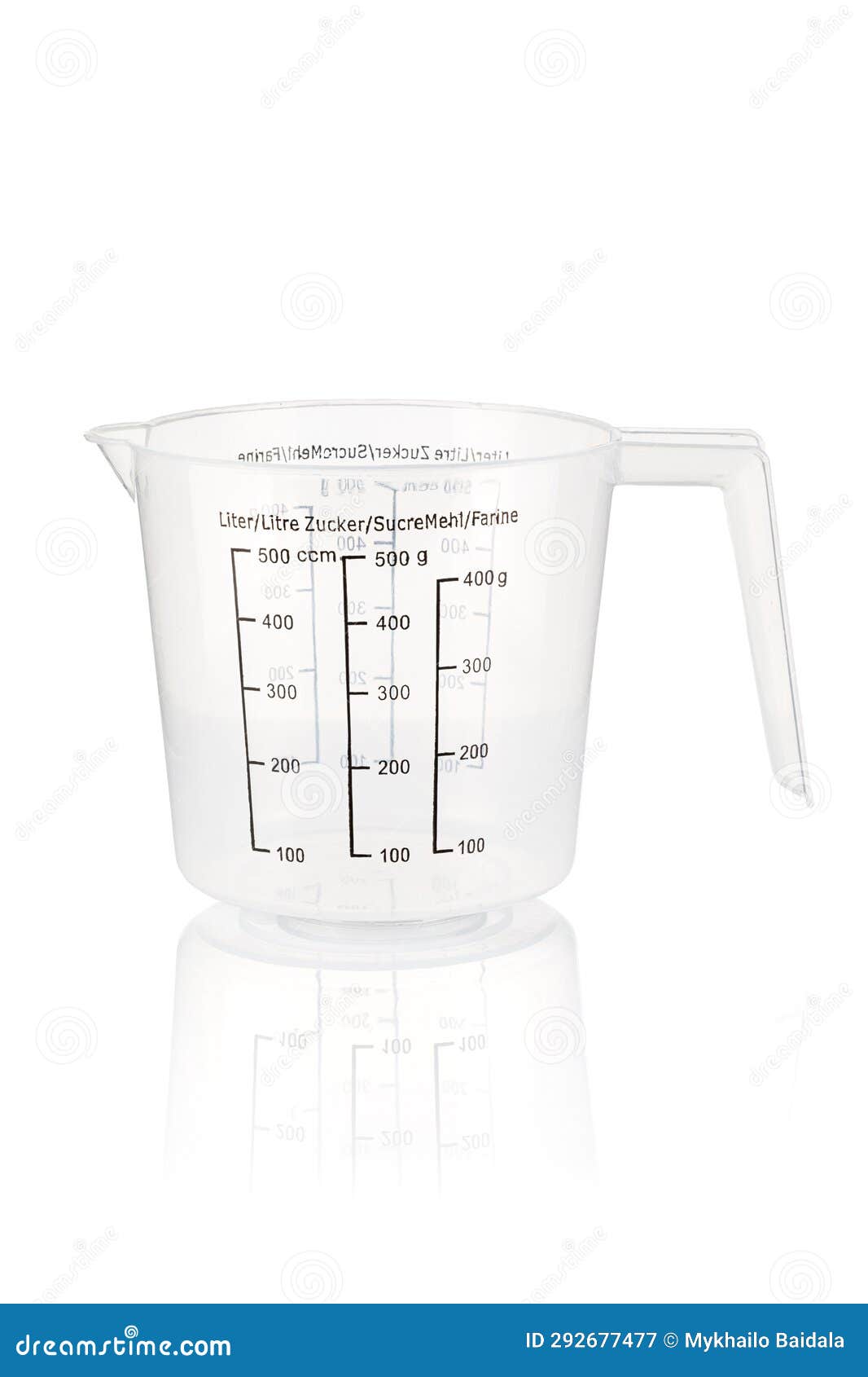 Plastic Kitchen Measuring Cup on Isolated White Background. Close-up ...
