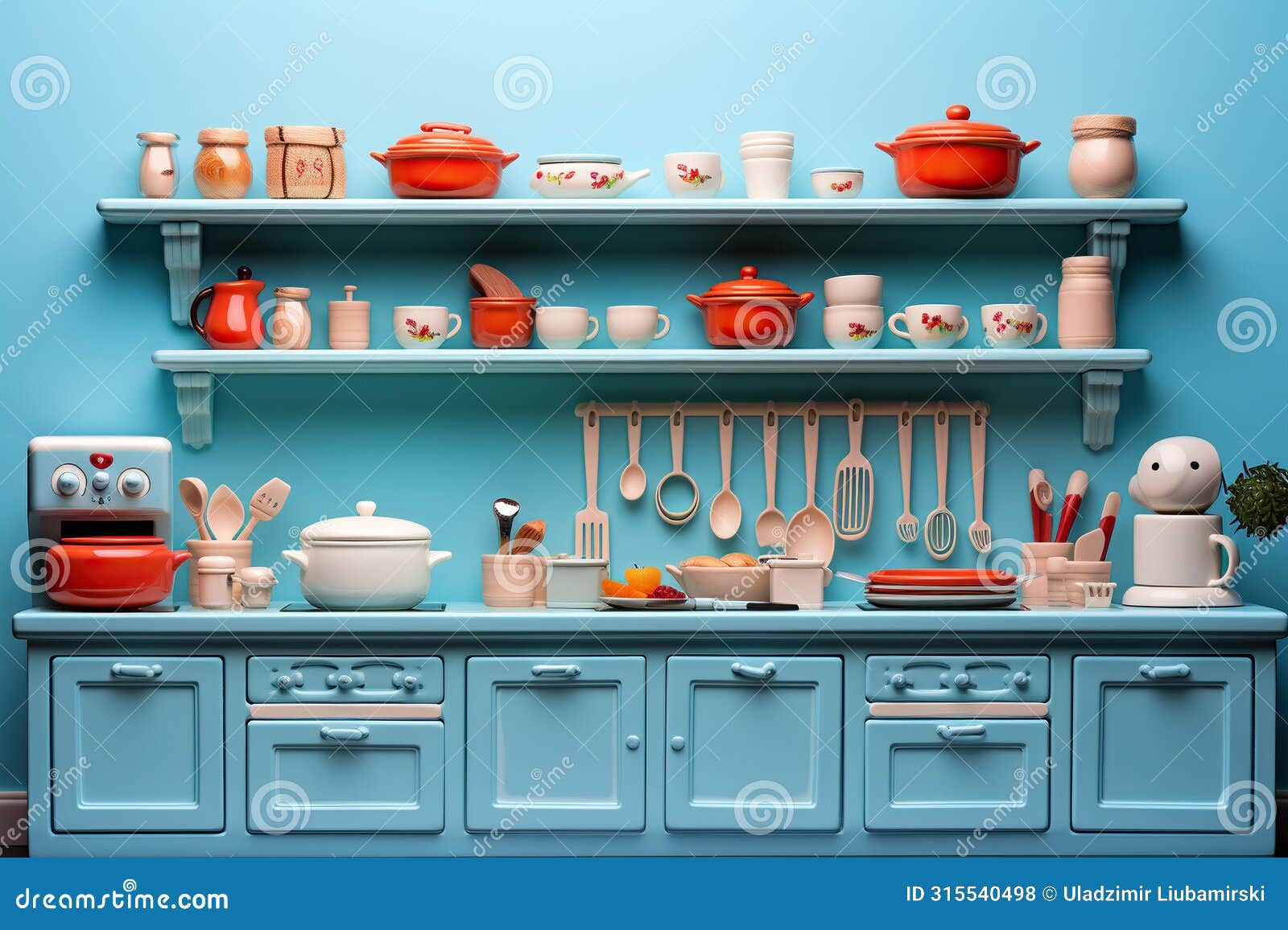 Plastic Kitchen Set for Children. Plastic Kitchen with Kitchen Utensils ...