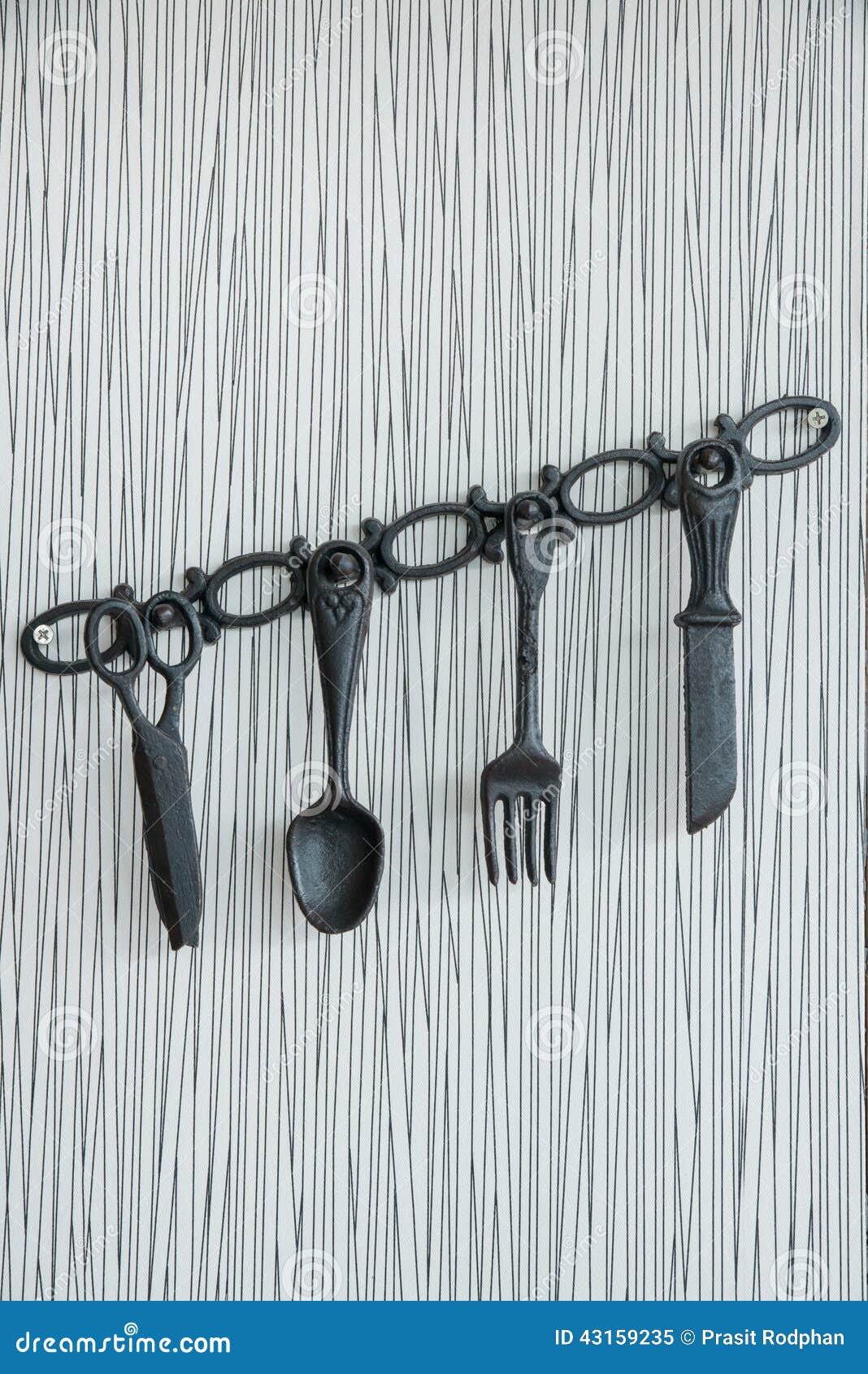 Plastic Kitchen Tools Hanging on Wall Stock Image - Image of home ...