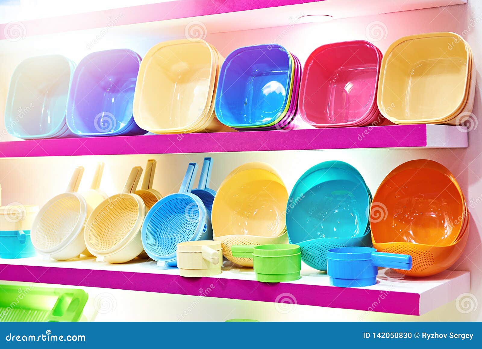 Plastic Kitchenware in Store Stock Photo - Image of goods, product ...