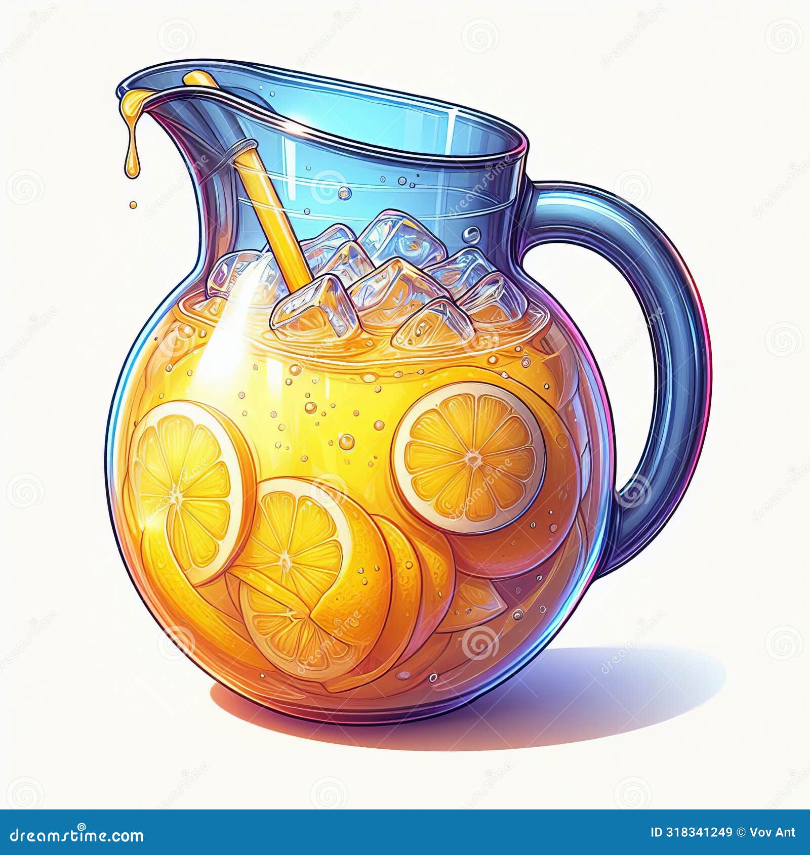 Plastic Lemonade Pitcher a Large, Round Pitcher with a Handle a Stock ...