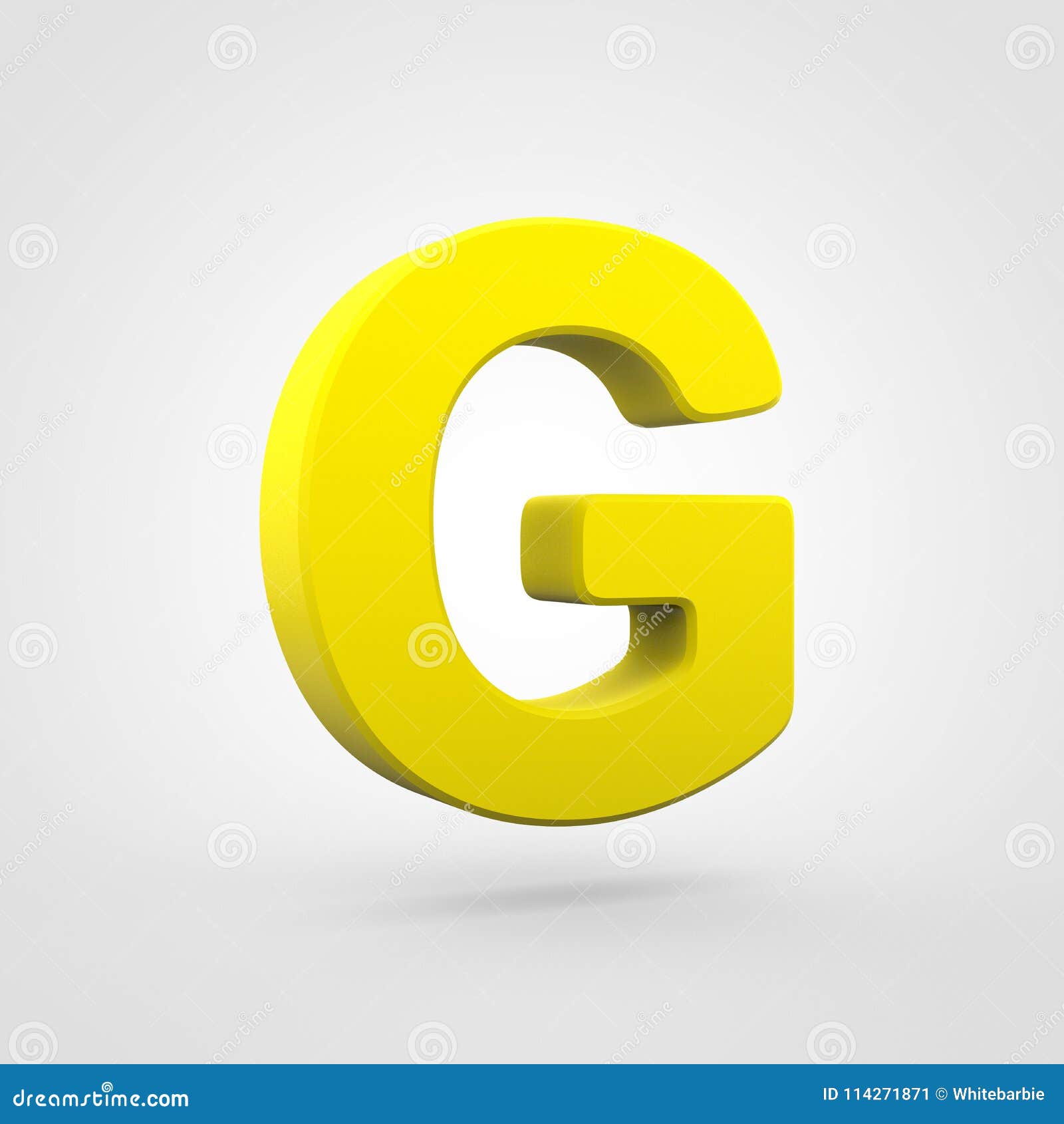 Plastic Yellow Letter G Uppercase Isolated on White Background. Stock ...