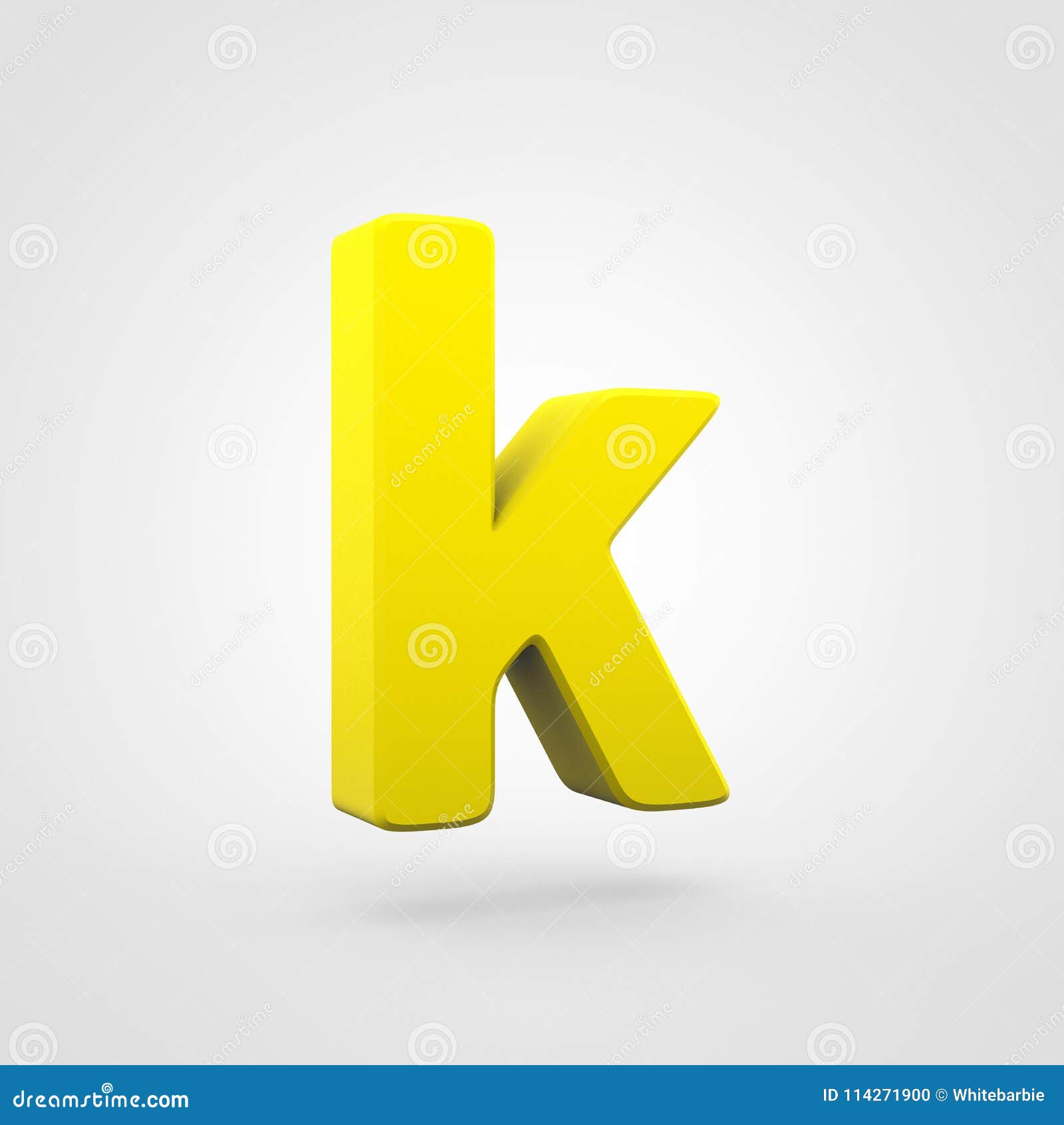 Plastic Yellow Letter K Lowercase Isolated on White Background. Stock ...
