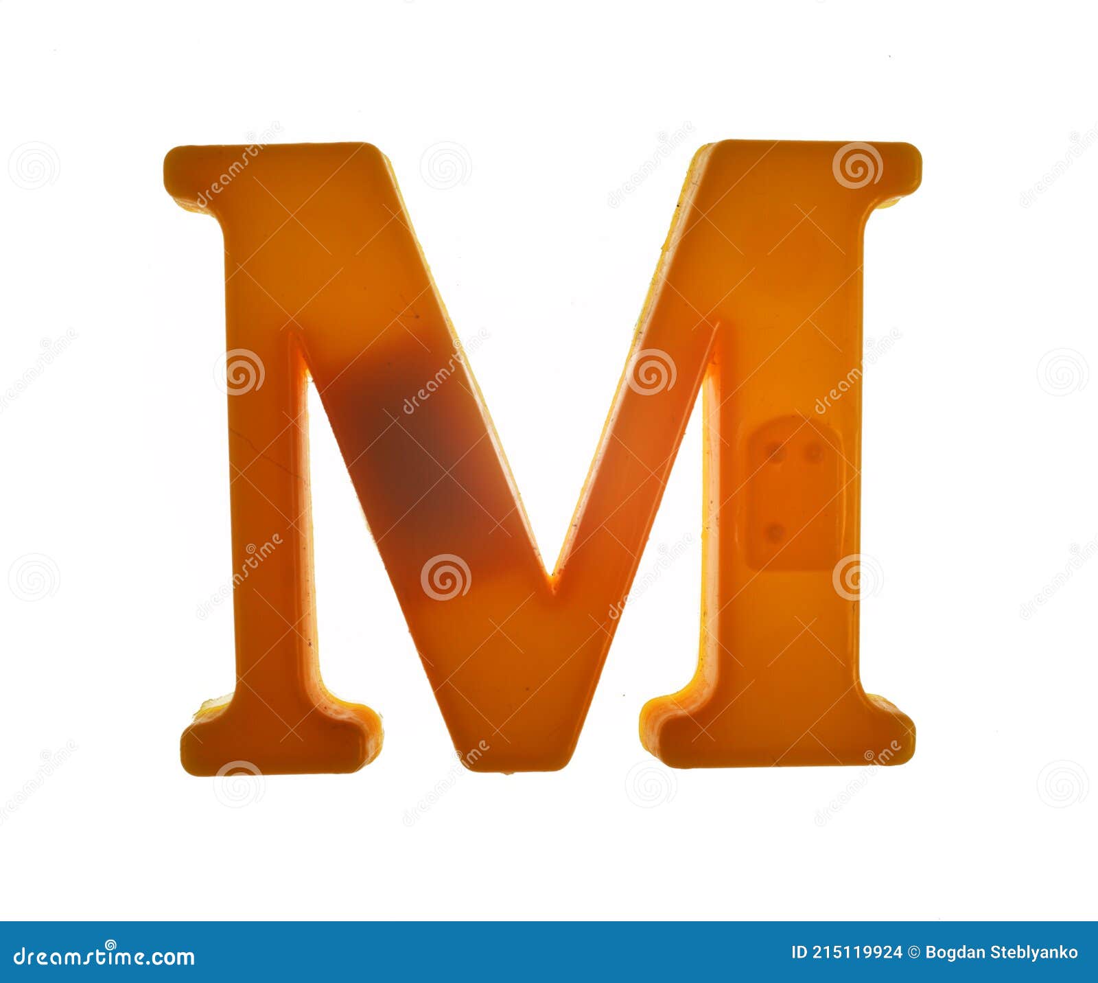 Plastic Letter M on Magnet Isolated on White Background Stock Photo ...