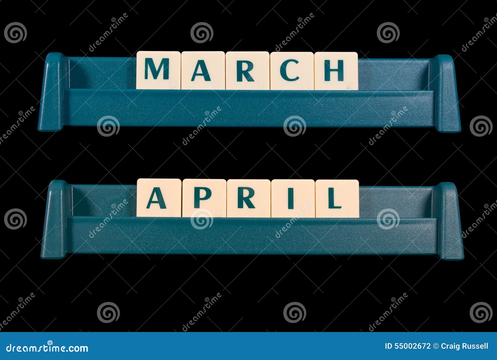 Plastic Letter Tiles. Words Include March and April Stock Photo - Image ...