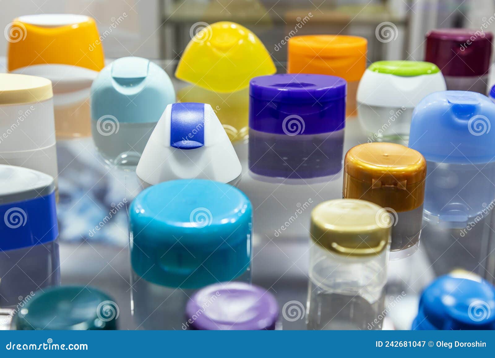 Plastic Lids of Different Shapes and Purposes in Different Colors Stock ...