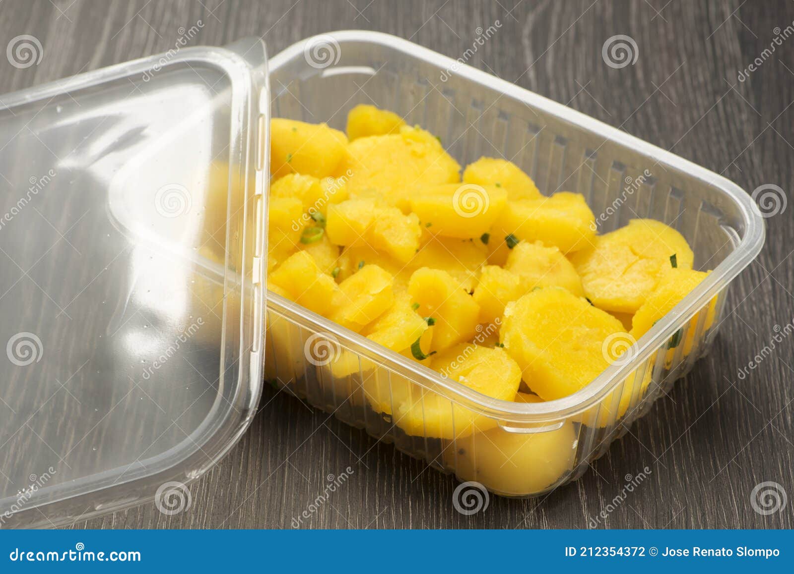 Plastic Lunch Box with Cooked Cassava Stock Photo - Image of appetite ...