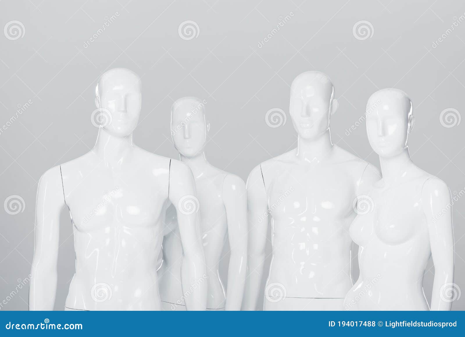 Plastic Mannequin Dummies Isolated on Grey Stock Photo - Image of ...