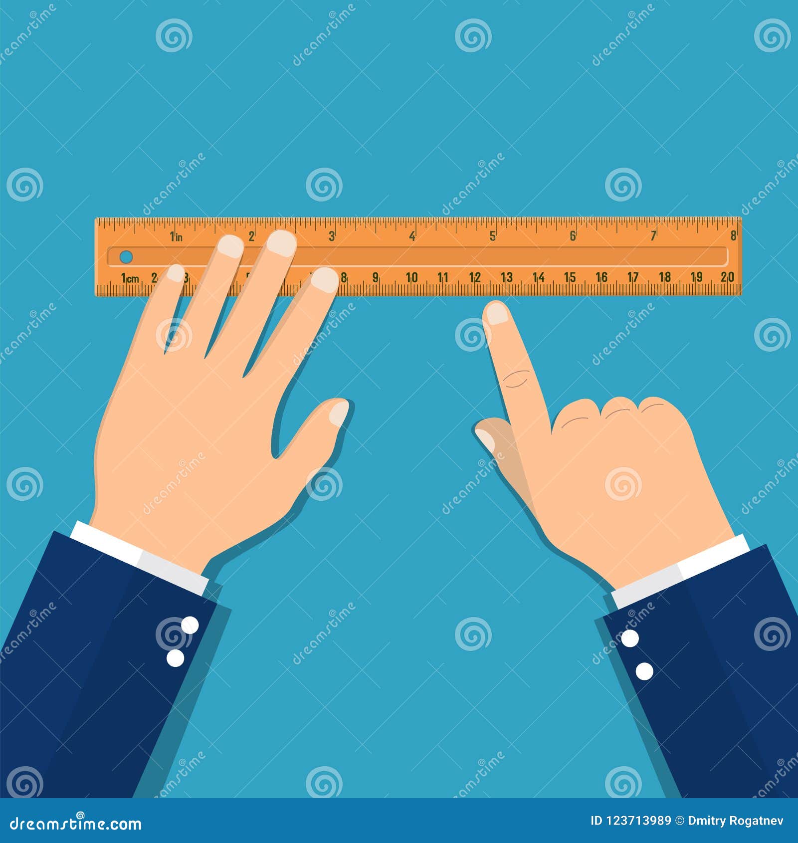 Plastic Measuring Ruler in Hand. Stock Vector - Illustration of alidade ...