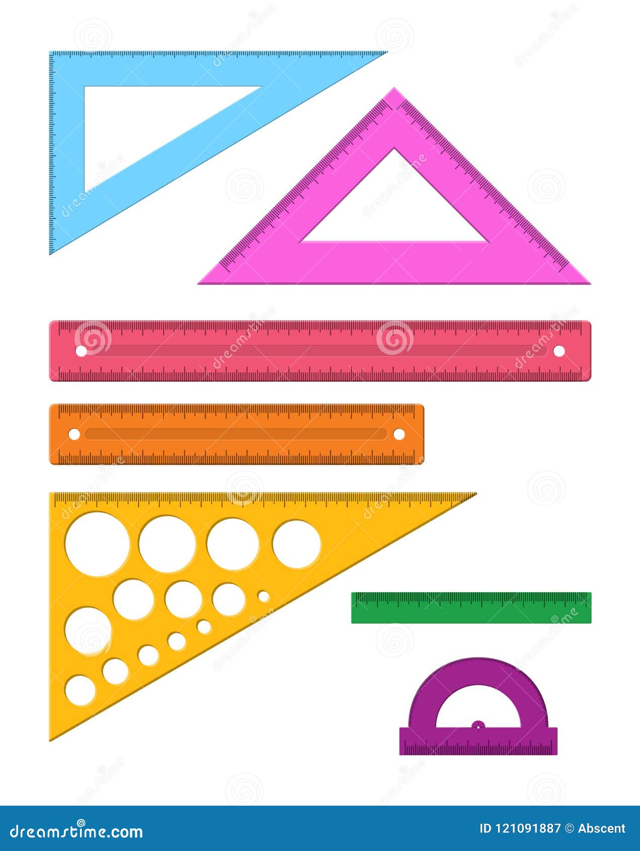 Plastic Measuring Rulers Set. Stock Vector - Illustration of education ...