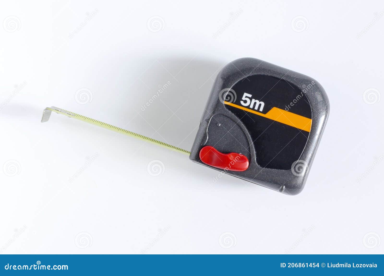 Plastic Measuring Tape with Extended Ruler on a White Background Stock ...