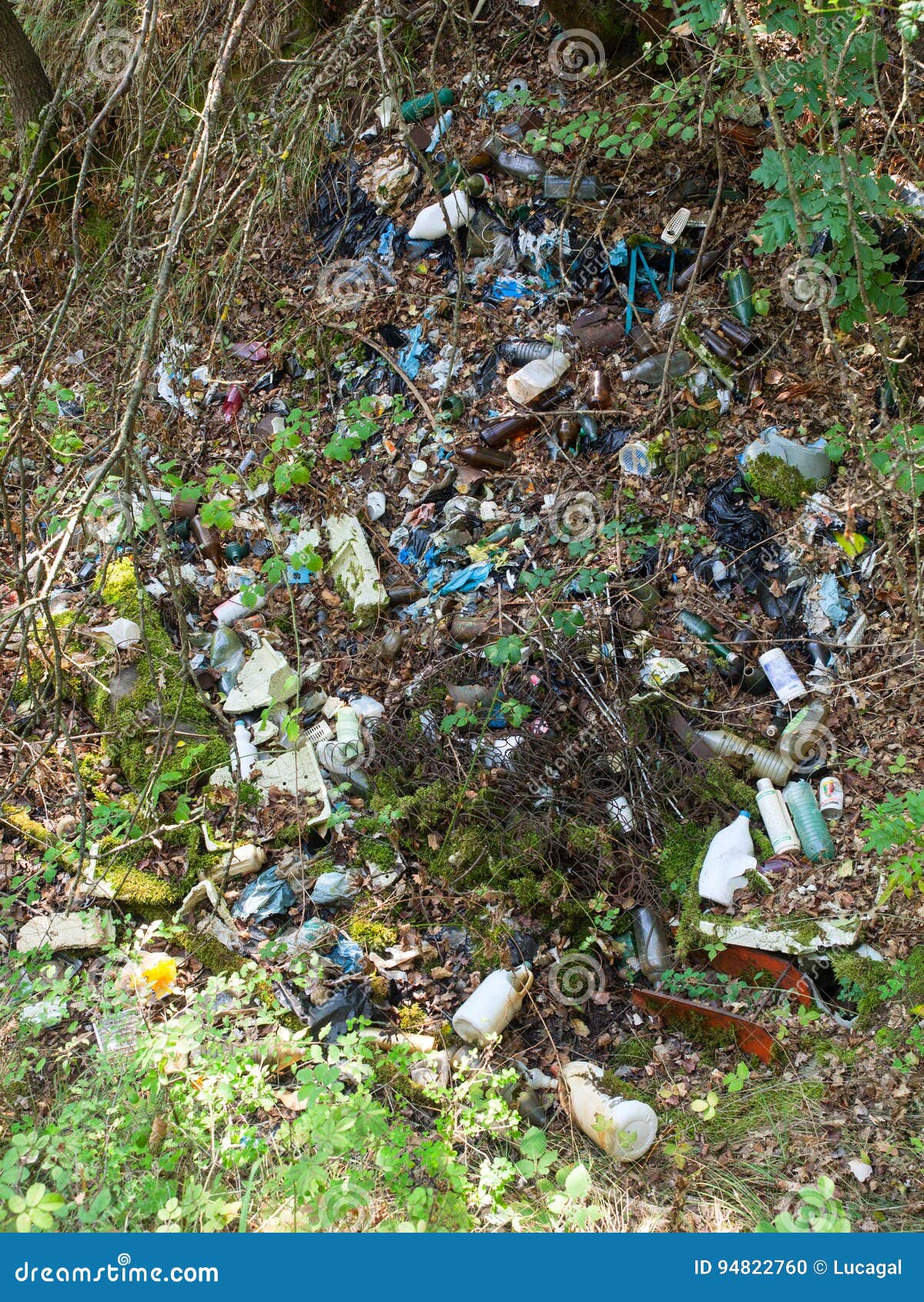 Garbage Scattered On Beach. Environment Pollution Problem Royalty-Free ...