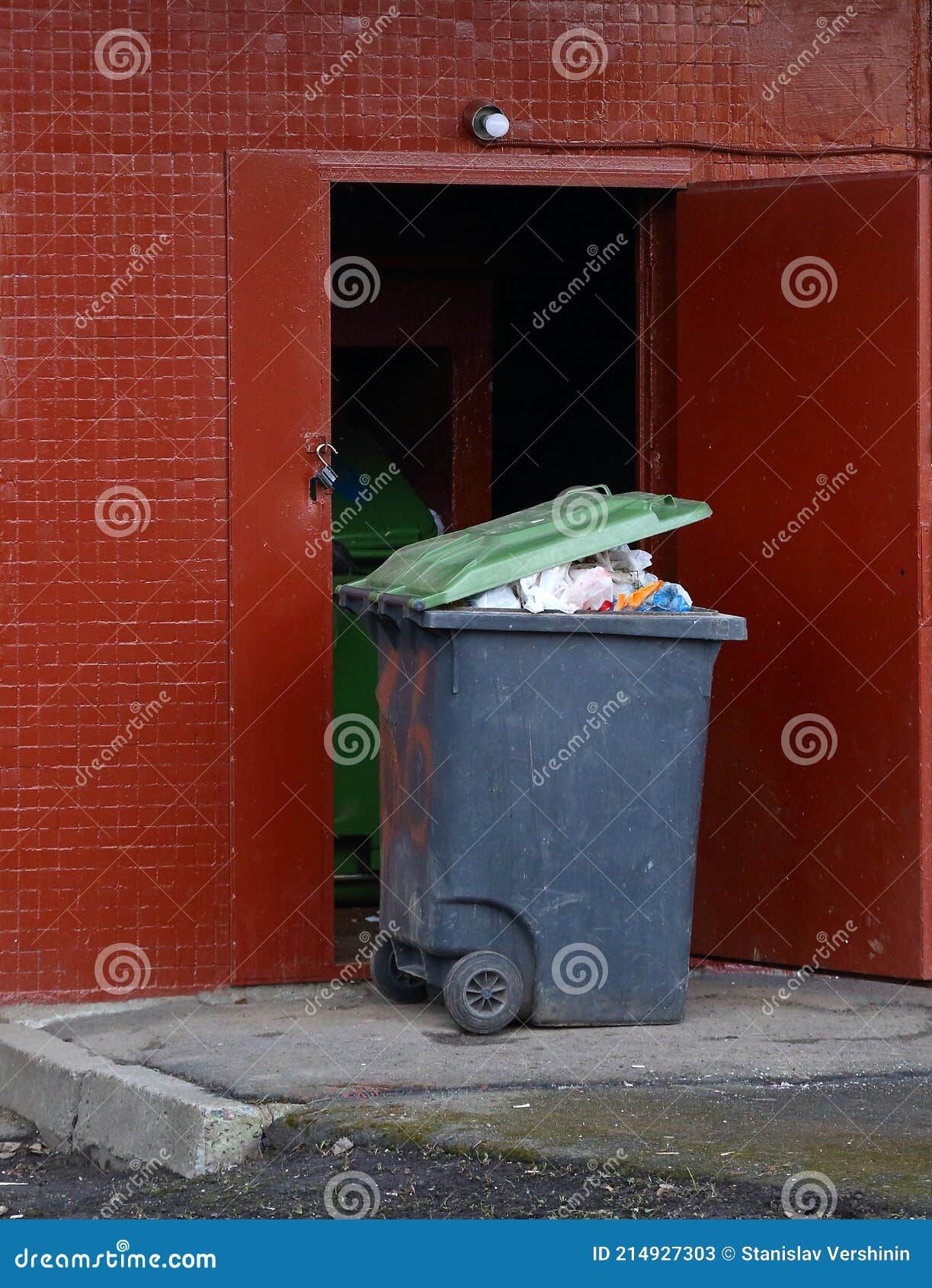 Plastic Mobile Dumpster in the Garbage Collection Area Stock Image ...