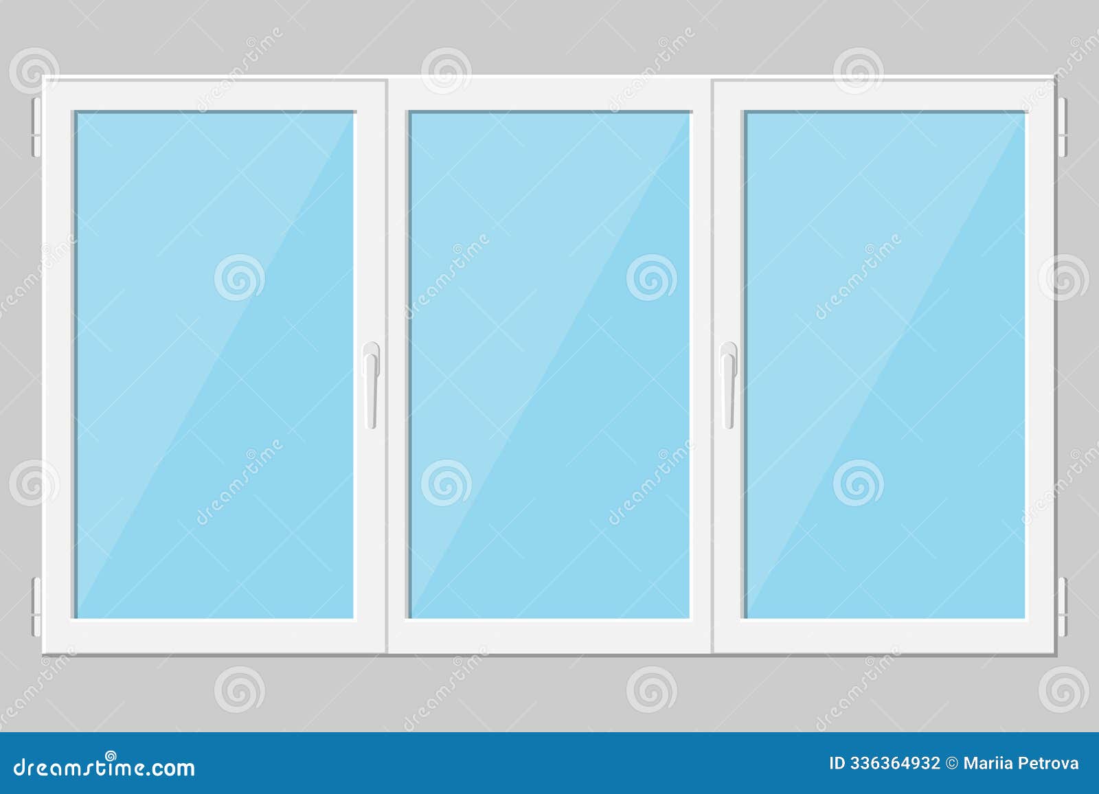 Plastic Modern Triple Casement Window in Flat Style Stock Illustration ...