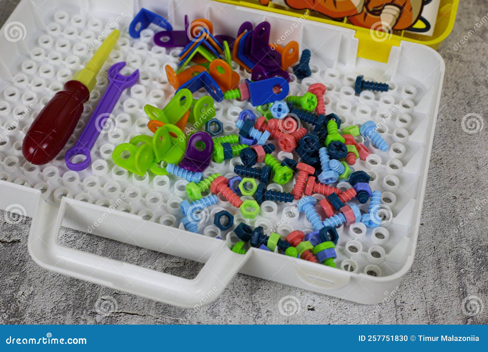 Plastic Multi-colored Cogs and Screws for Child Stock Photo - Image of ...