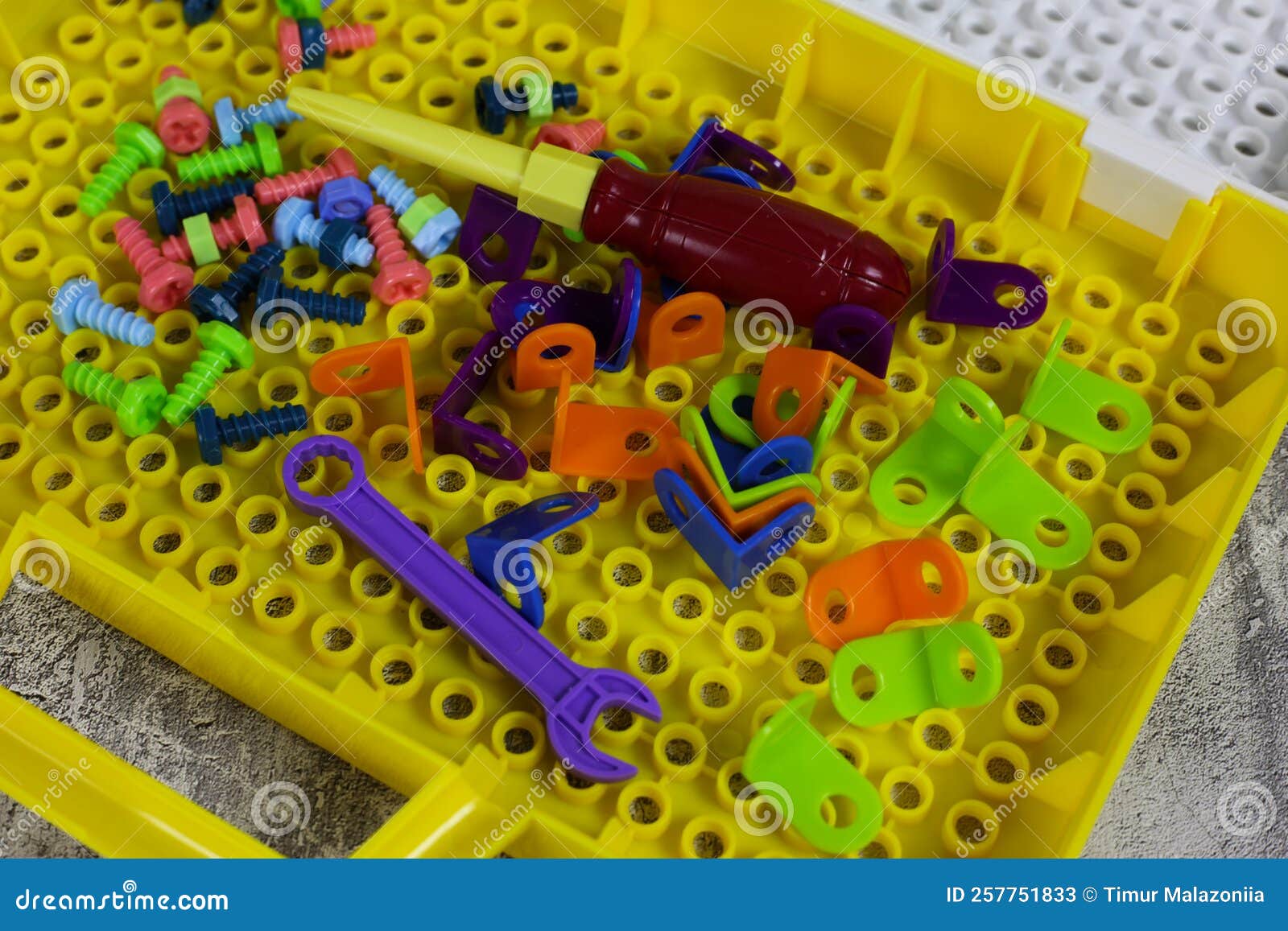 Plastic Multi-colored Cogs and Screws for Child Stock Image - Image of ...
