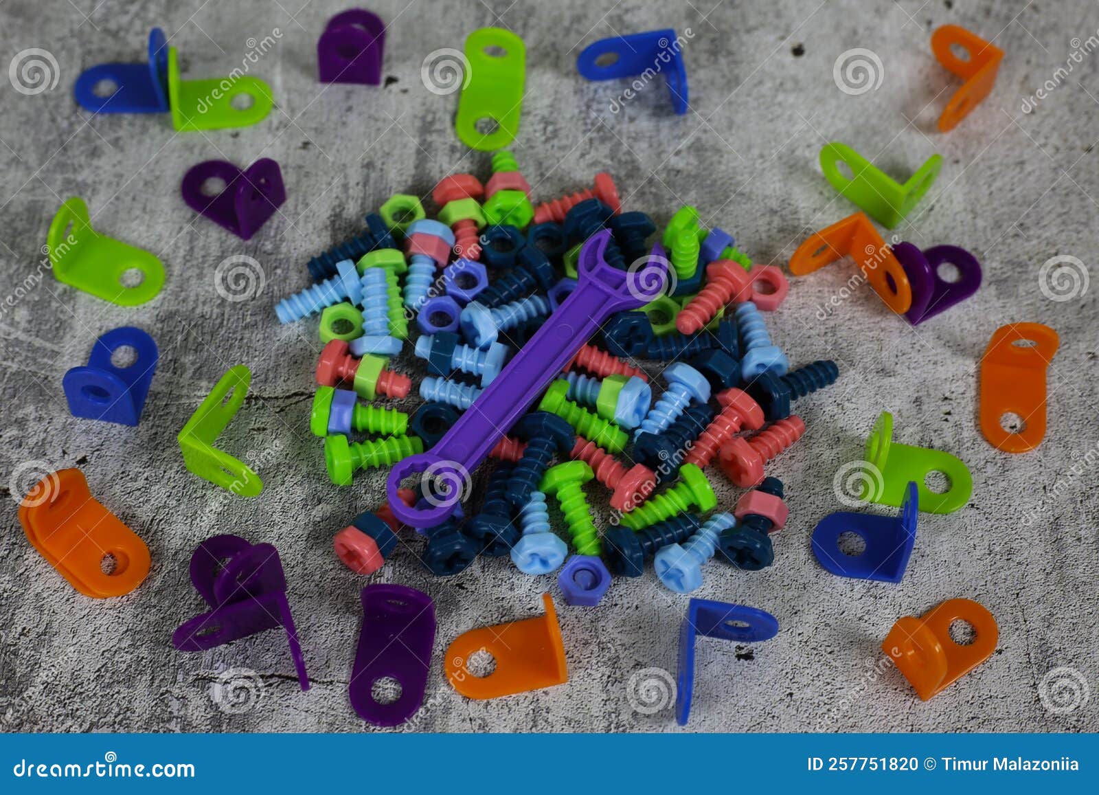 Plastic Multi-colored Cogs and Screws for Child Stock Photo - Image of ...