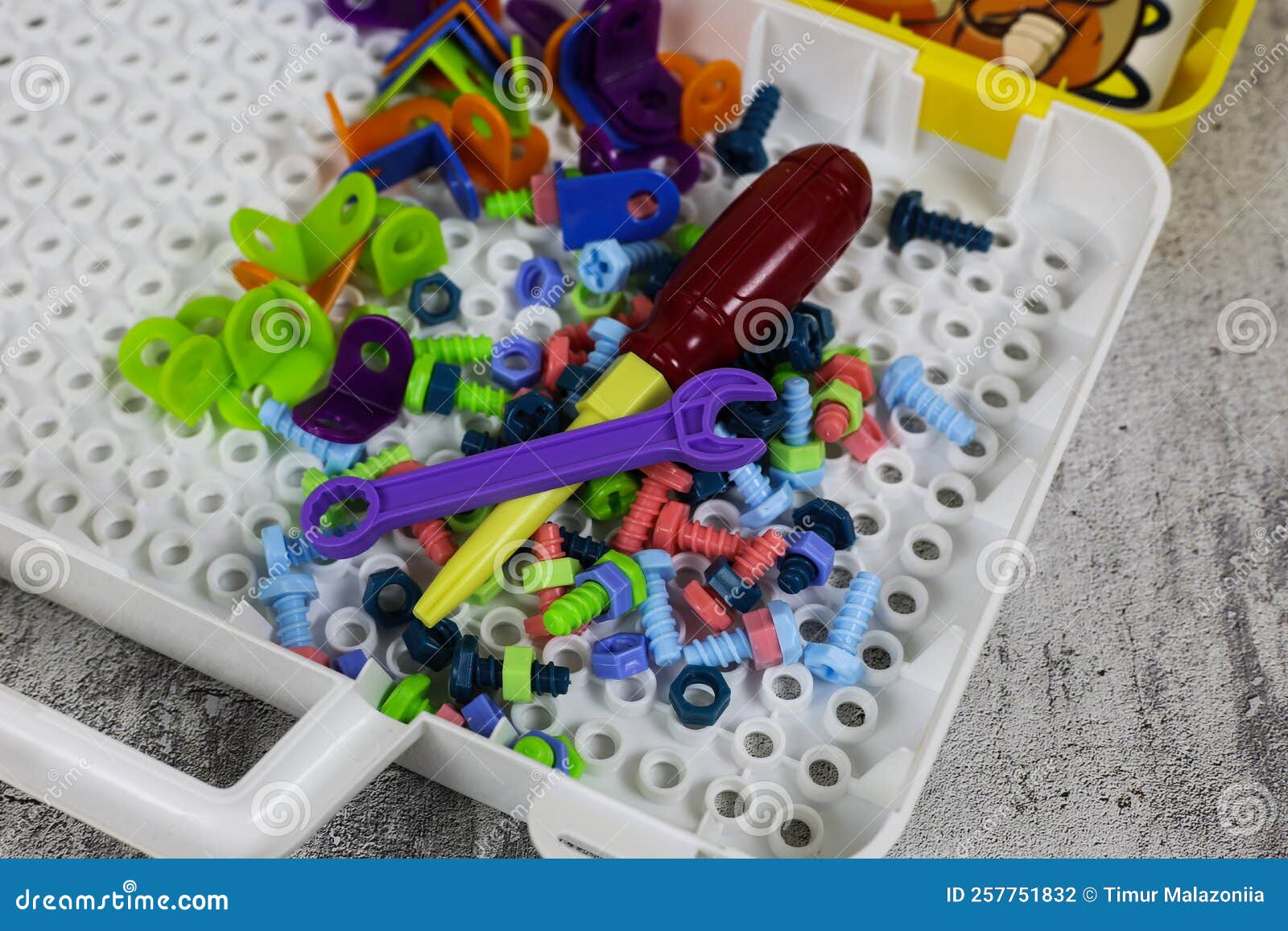 Plastic Multi-colored Cogs and Screws for Child Stock Photo - Image of ...