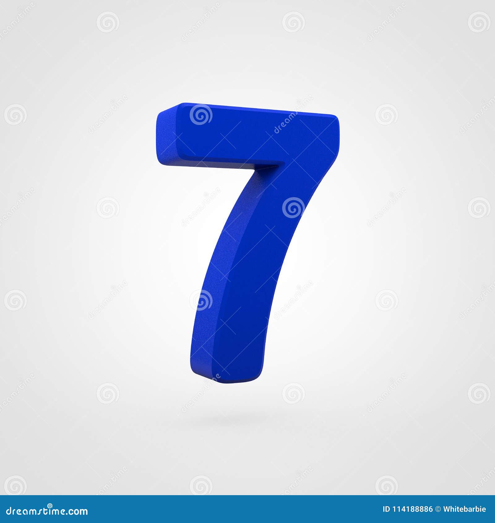 Plastic Blue Number 7 Isolated on White Background. Stock Illustration ...