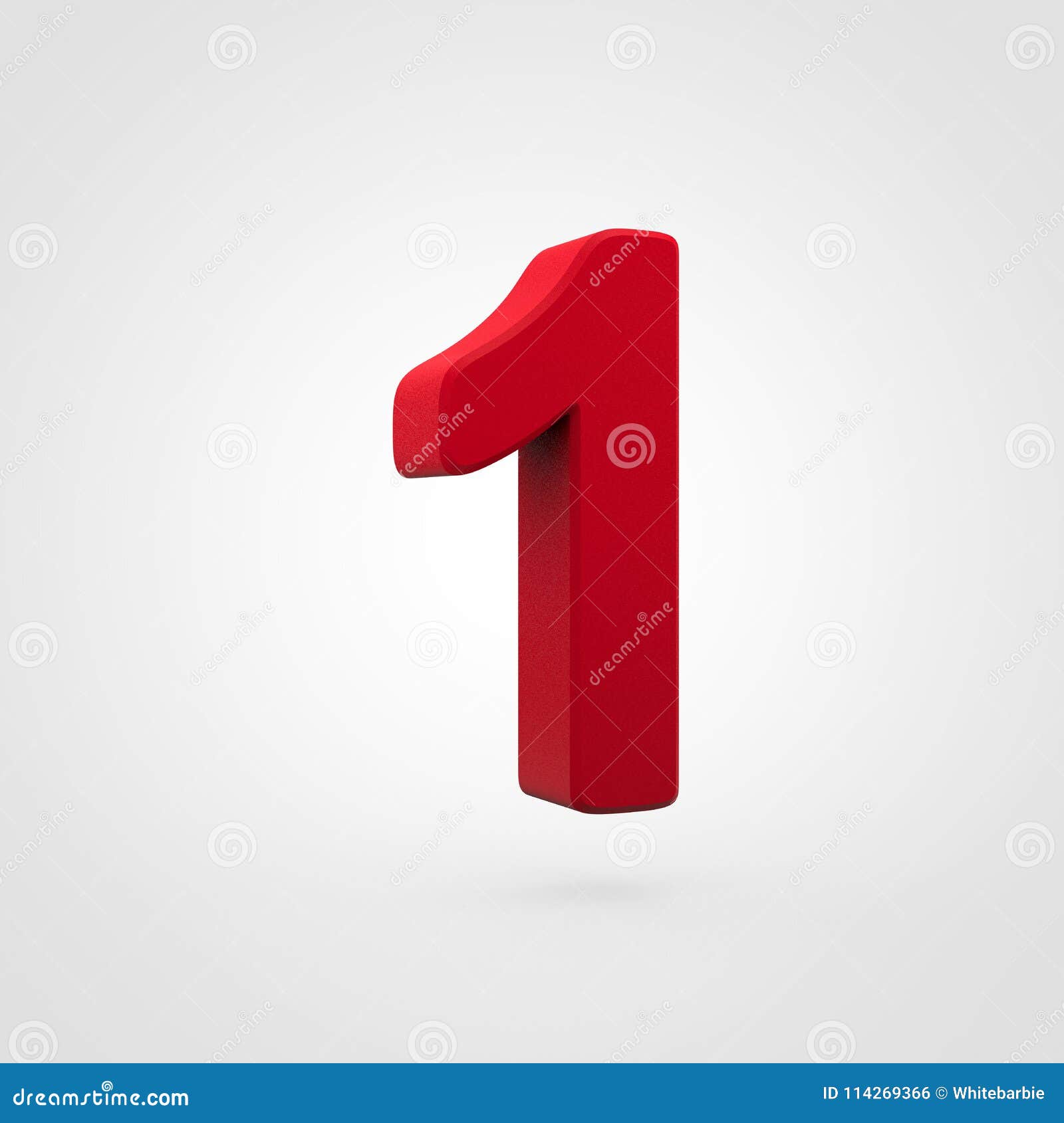 Plastic Red Number 1 Isolated on White Background. Stock Illustration ...