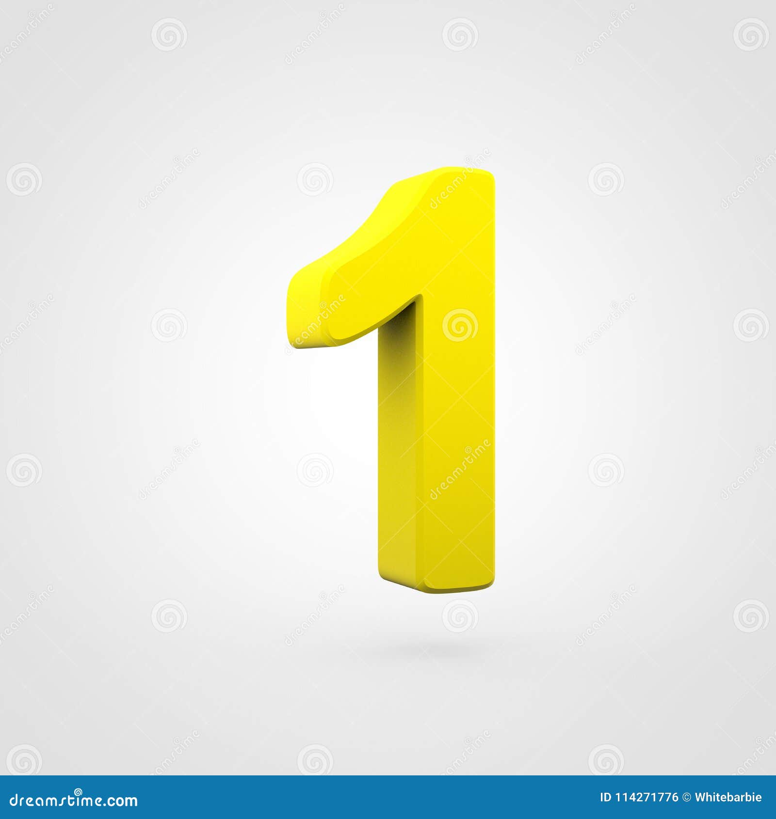 Plastic Yellow Number 1 Isolated on White Background. Stock ...