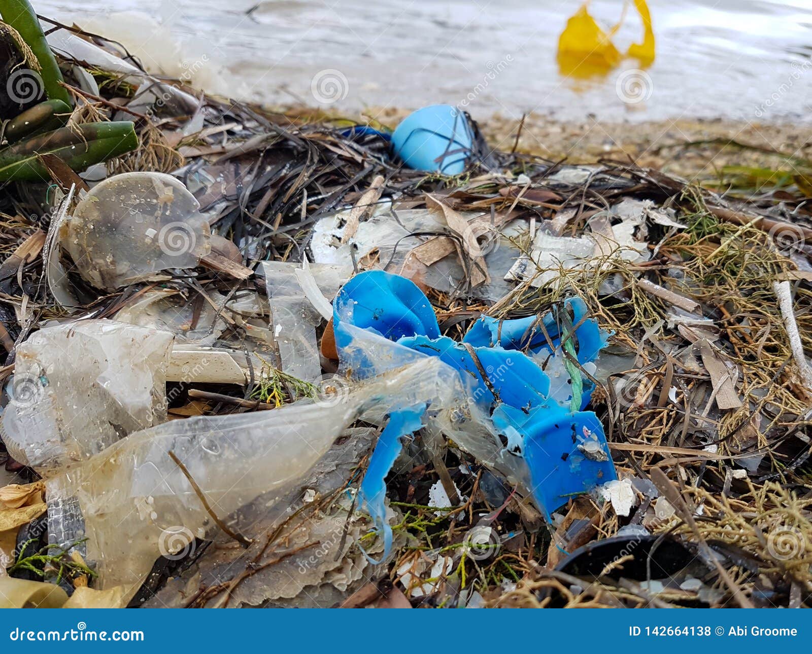 Plastic by the Ocean on a Beach. Stock Photo - Image of lids, close ...