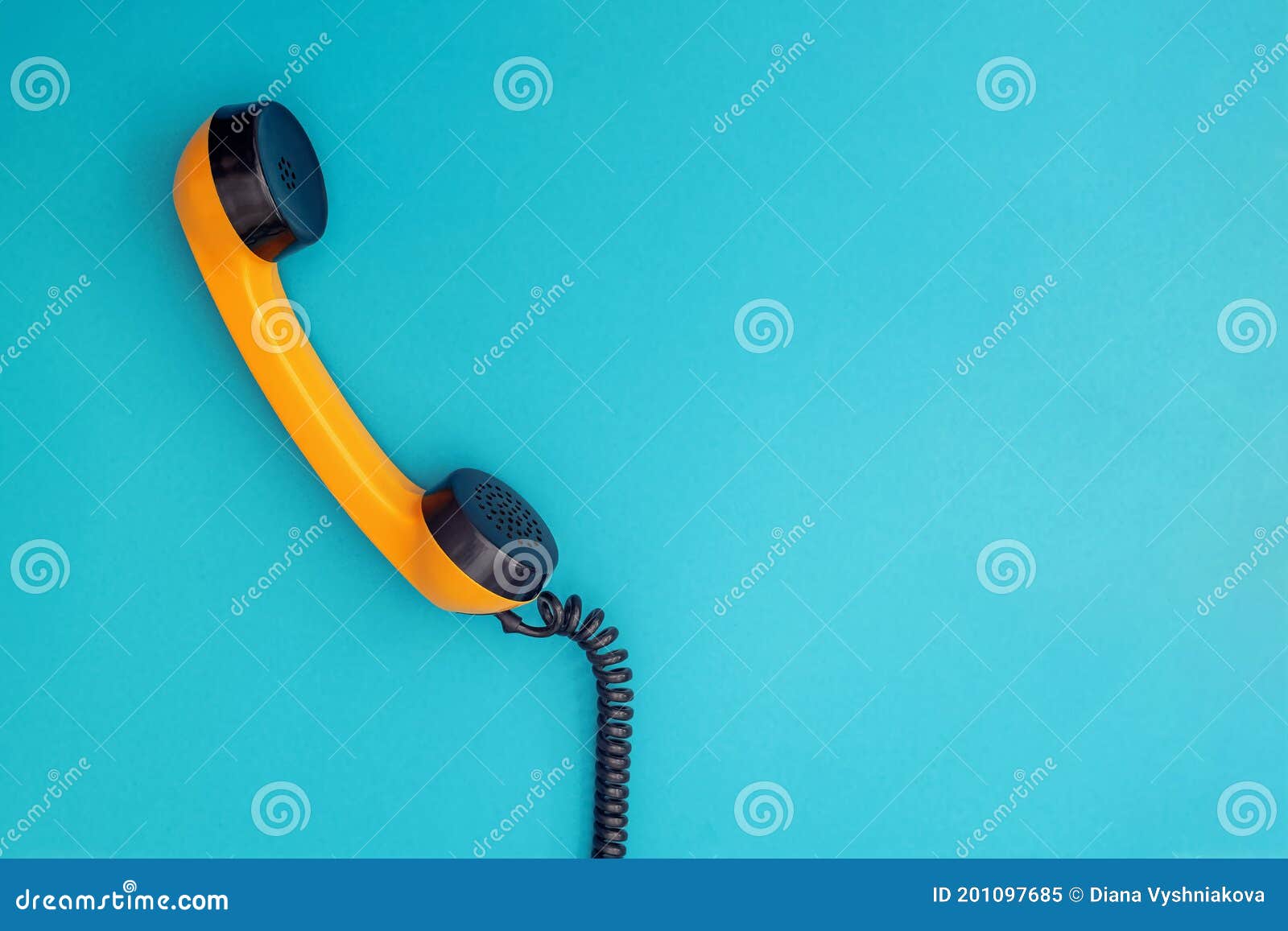 Plastic Orange Retro Tephone Handset on Blue Stock Image - Image of ...