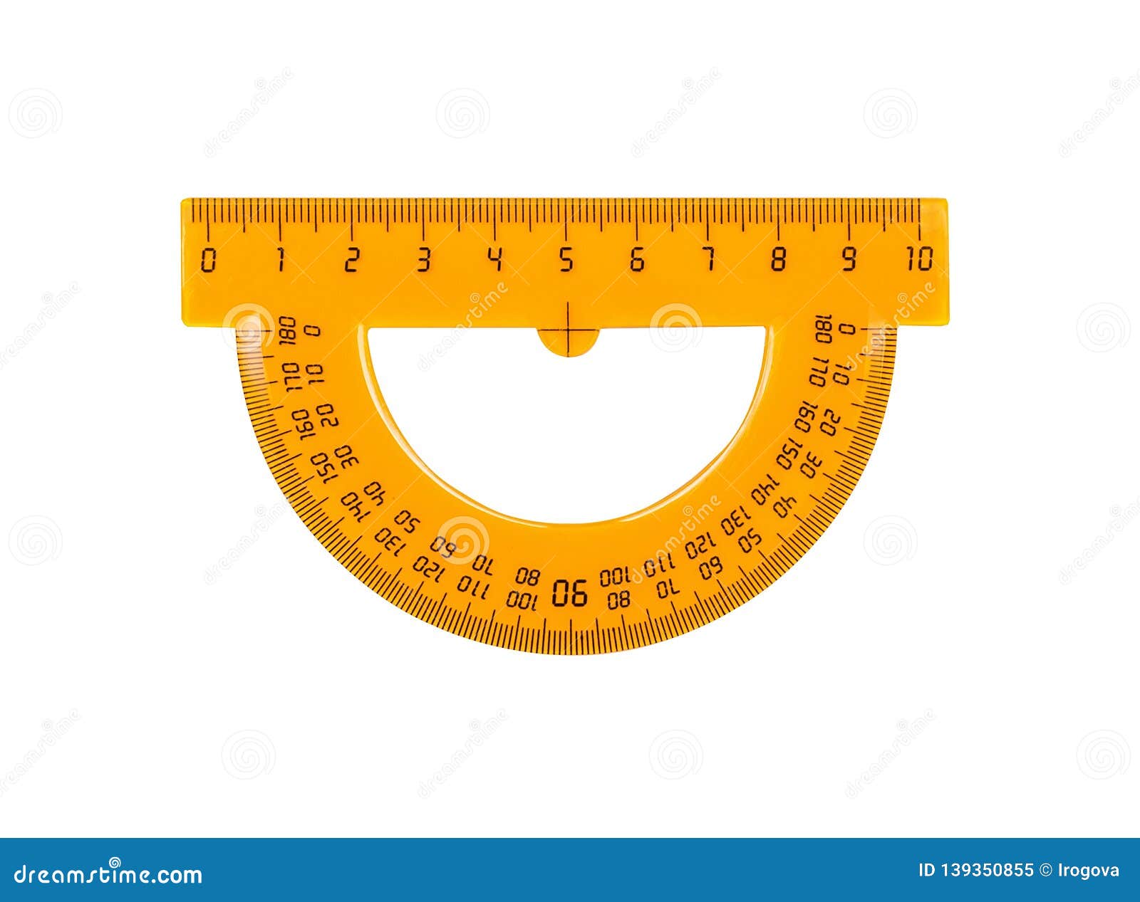 Plastic Orange Ruler, Protractor for Measuring Centimes Stock Image ...