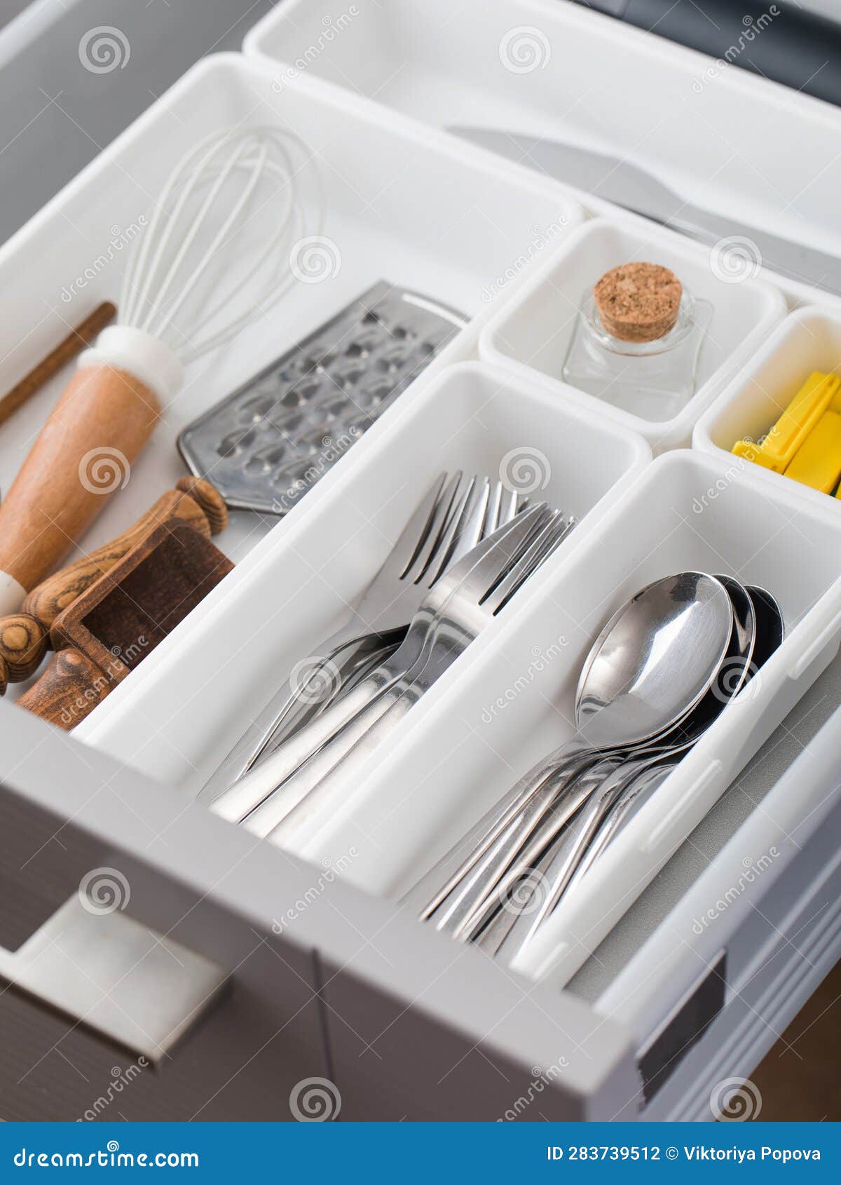 Organizer Trays with a Set of Cutlery in a Drawer in the Kitchen ...