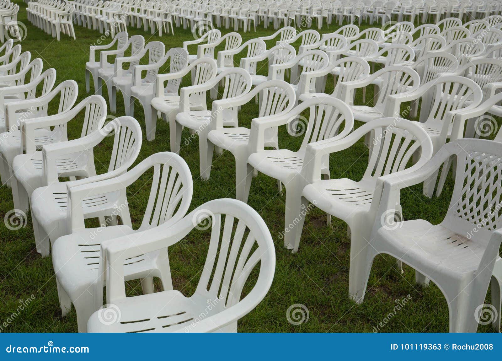 Plastic outdoor chairs stock image. Image of white, meeating - 101119363
