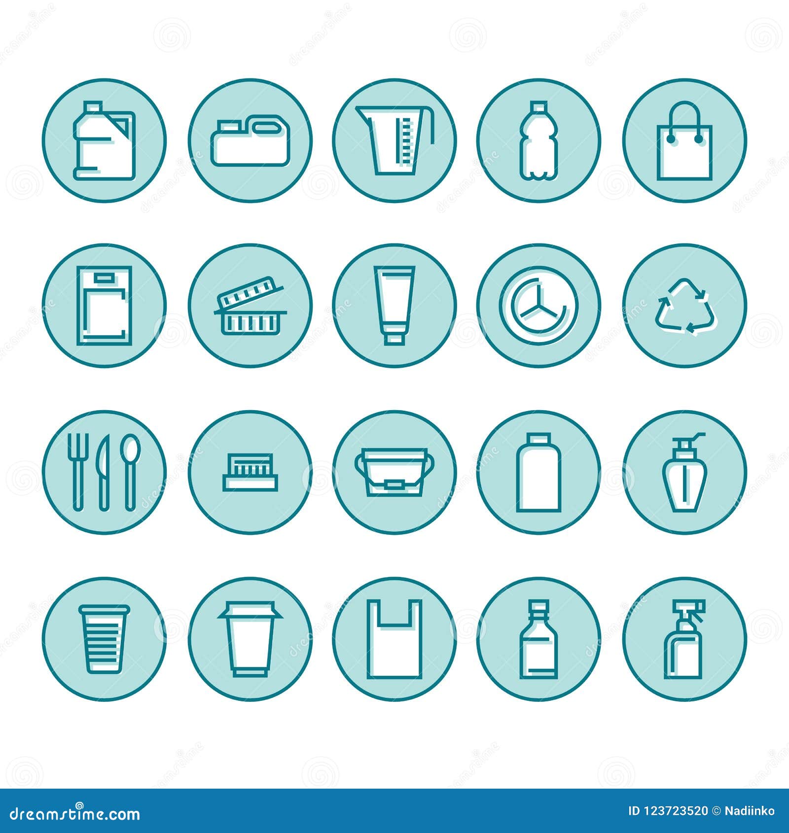 Plastic Packaging, Disposable Tableware Line Icons. Product Packs ...