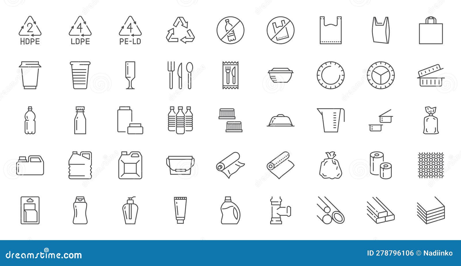 Packaging Line Icons Collection. Protection, Design, Sustainability ...