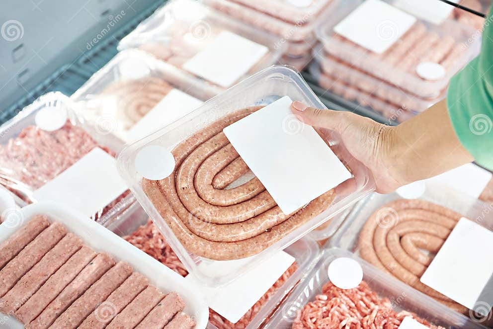 Plastic Packaging with Pork Minced Meat Stock Photo - Image of minced ...