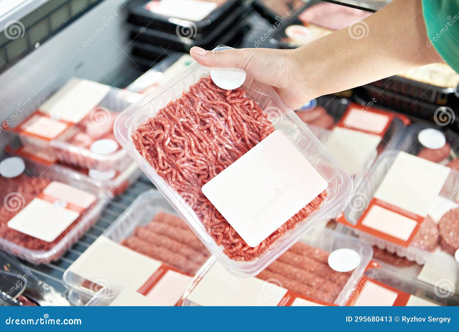 Plastic Packaging with Pork Minced Meat Stock Image - Image of shop ...