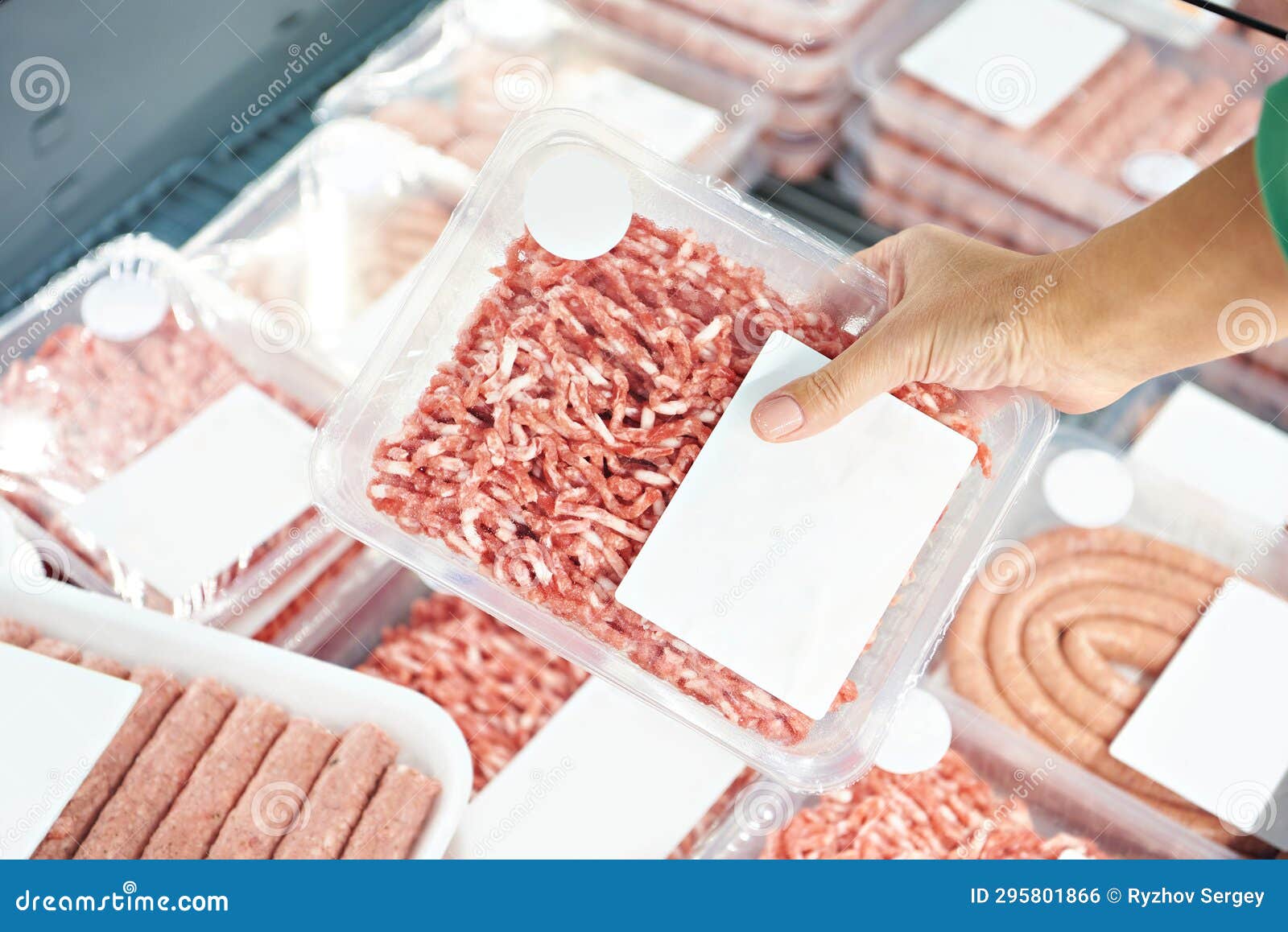 Plastic Packaging with Pork Minced Meat Stock Photo - Image of mince ...