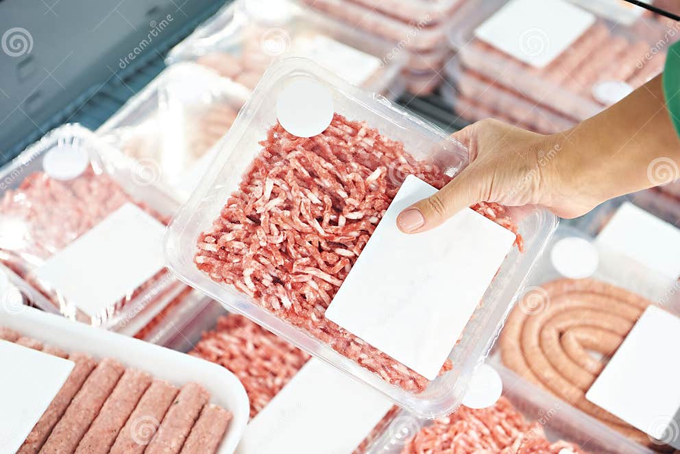 Plastic Packaging with Pork Minced Meat Stock Photo - Image of mince ...