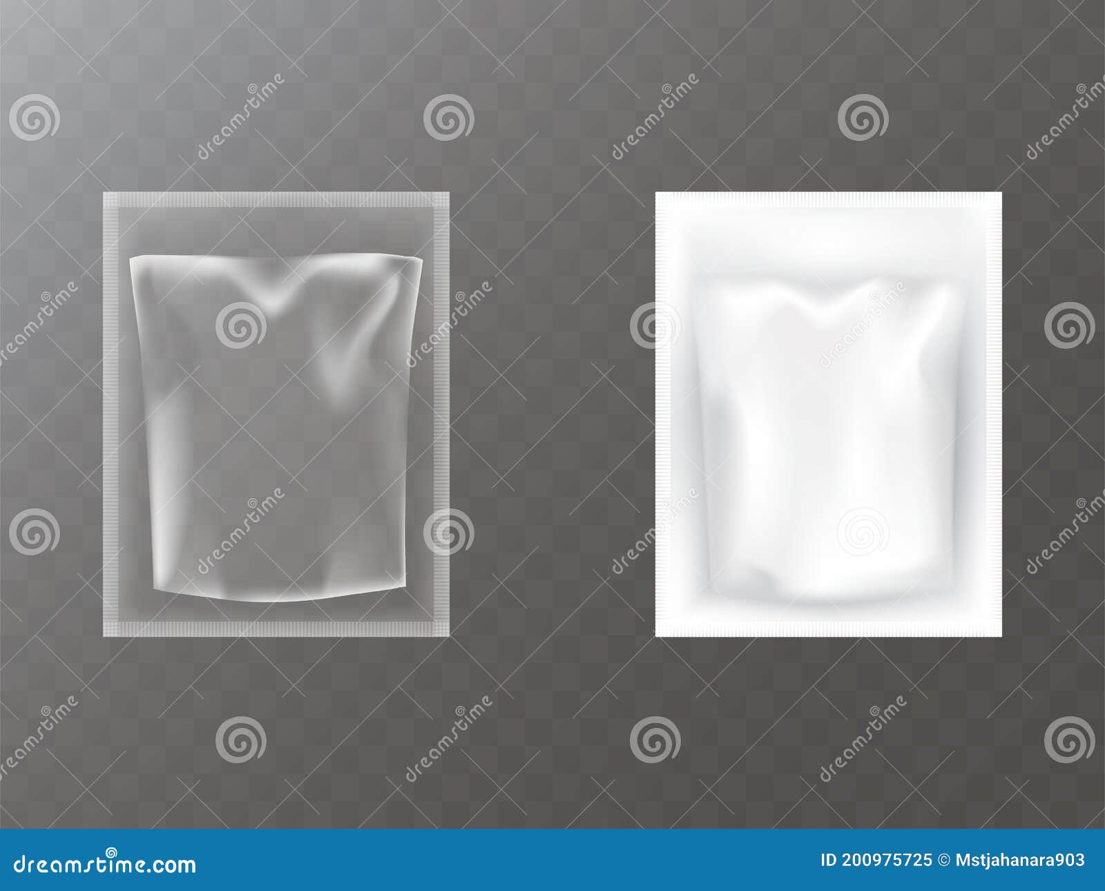Plastic Packets Realistic Vector Stock Vector - Illustration of closed ...