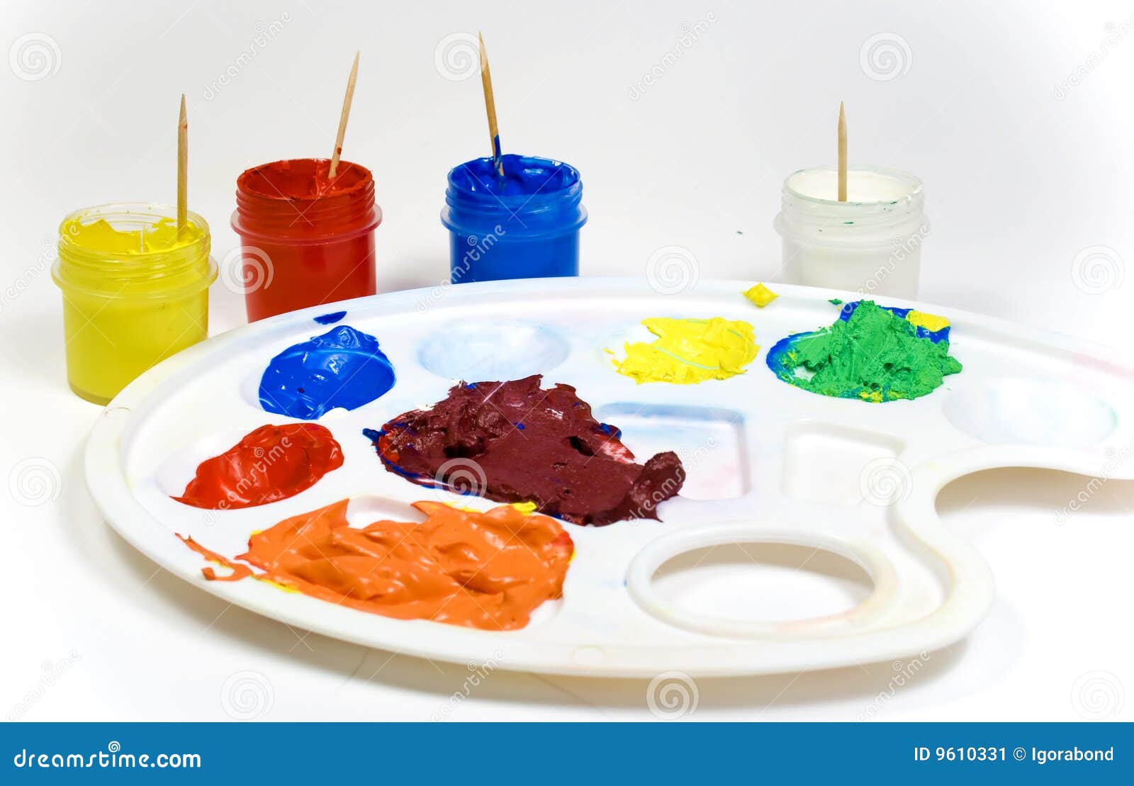 Plastic Palette with Paints Stock Image - Image of pigment, colors: 9610331