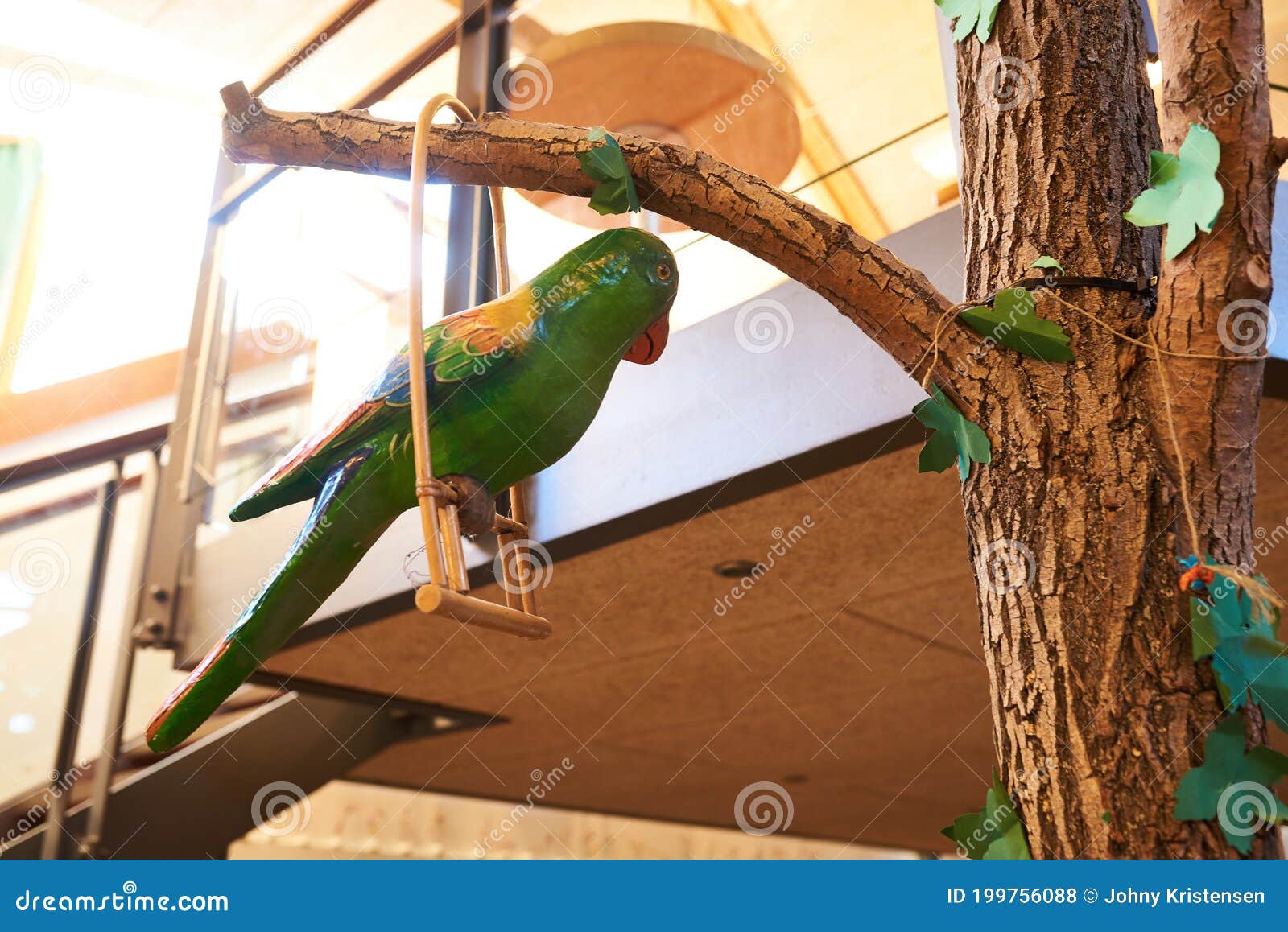 Plastic Parrot in a Tree As Decoration Stock Photo - Image of indoors ...