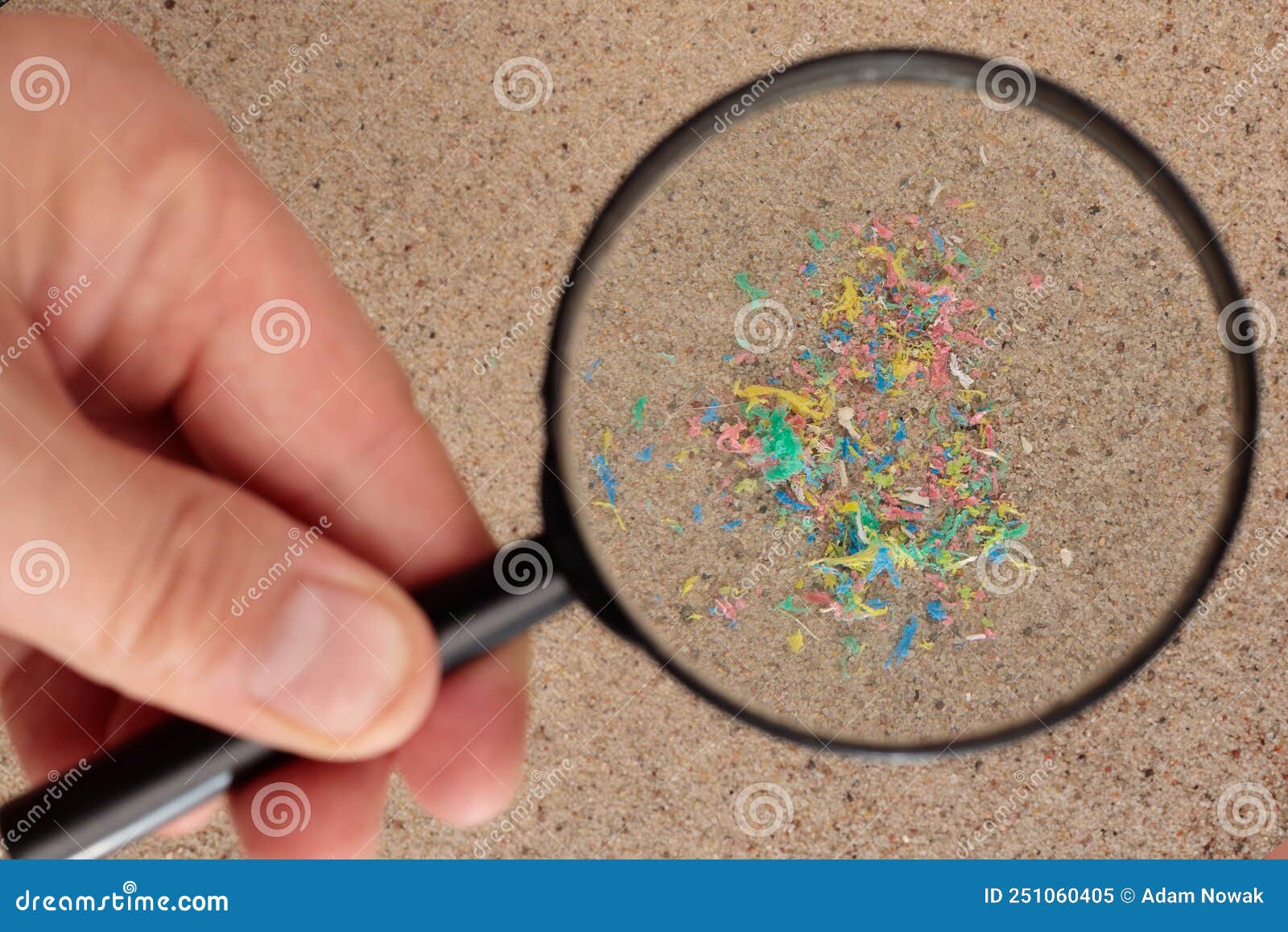 Plastic Particles in the Sand on the Beach, Under a Magnifying Glass ...
