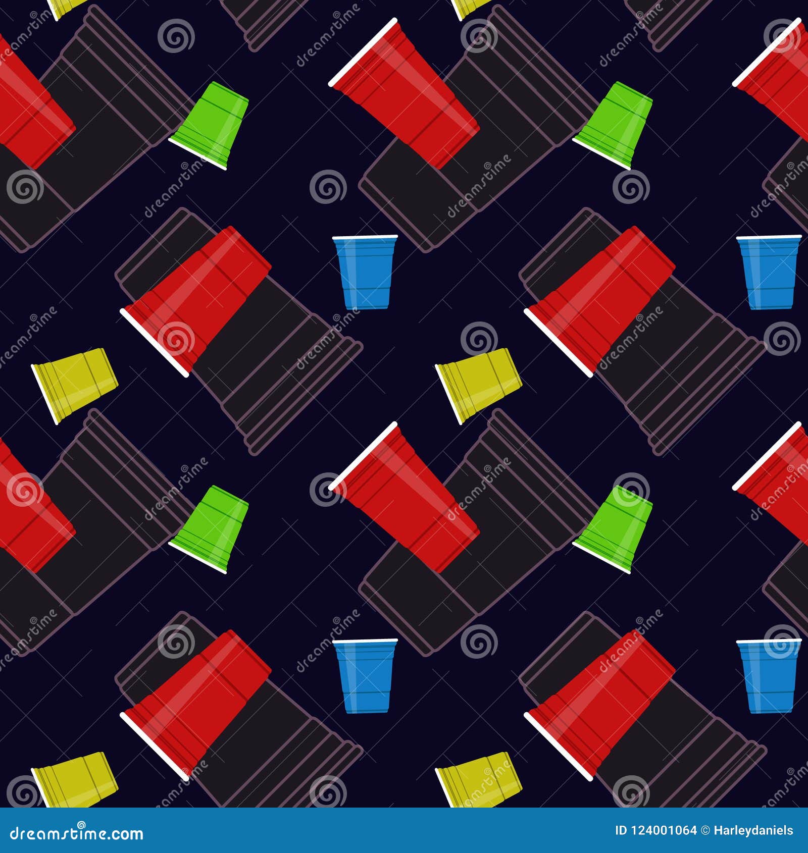 Plastic Party Cups Seamless Vector Pattern Stock Illustration ...