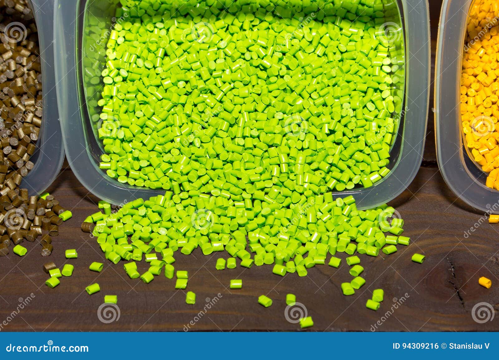 Plastic Pellets are Poured from a Measuring Container on Laboratory ...