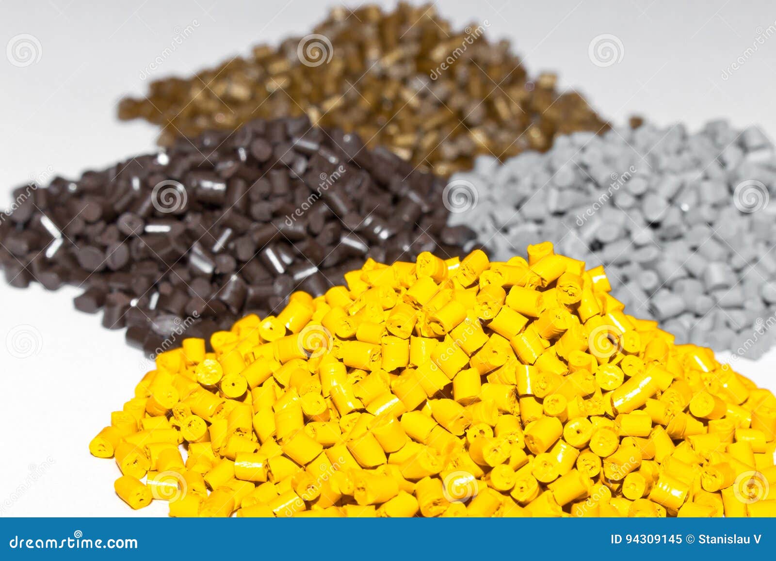 Plastic Pellets on the Table in the Laboratory. Polymeric Dye Stock ...