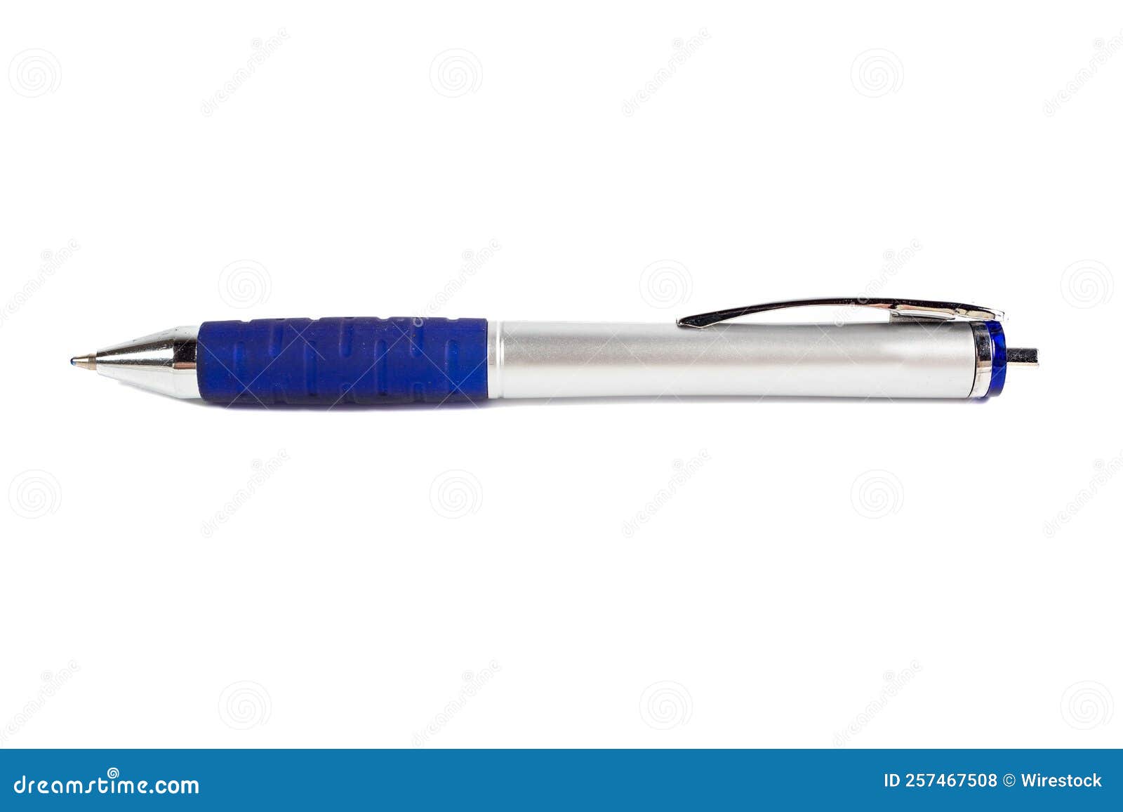 Plastic Pen with a Blue Tip Isolated on a White Background Stock Photo ...