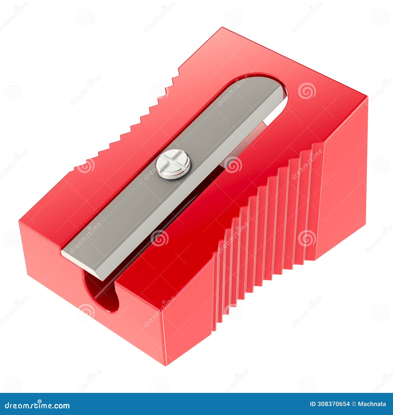 Plastic Pencil Sharpener, Red Color. 3D Rendering Stock Illustration ...