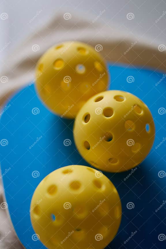 Plastic Perforated Balls for Pickleball Game Stock Image - Image of ...