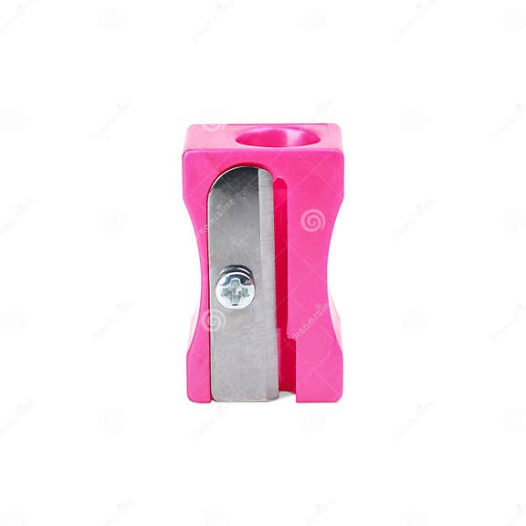 Plastic Pink Pencil Sharpener Isolated on White Stock Photo - Image of ...